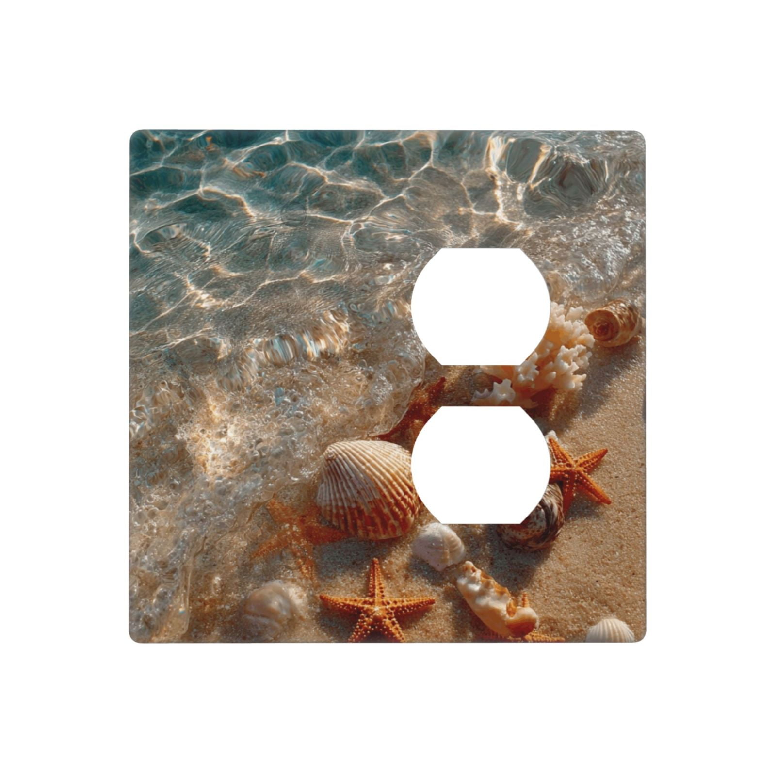 2-Gang 1 Blank 1 Duplex Wall Plate for Bedroom Room Bathroom Decorative, Hawaiian Beach Coastal ...
