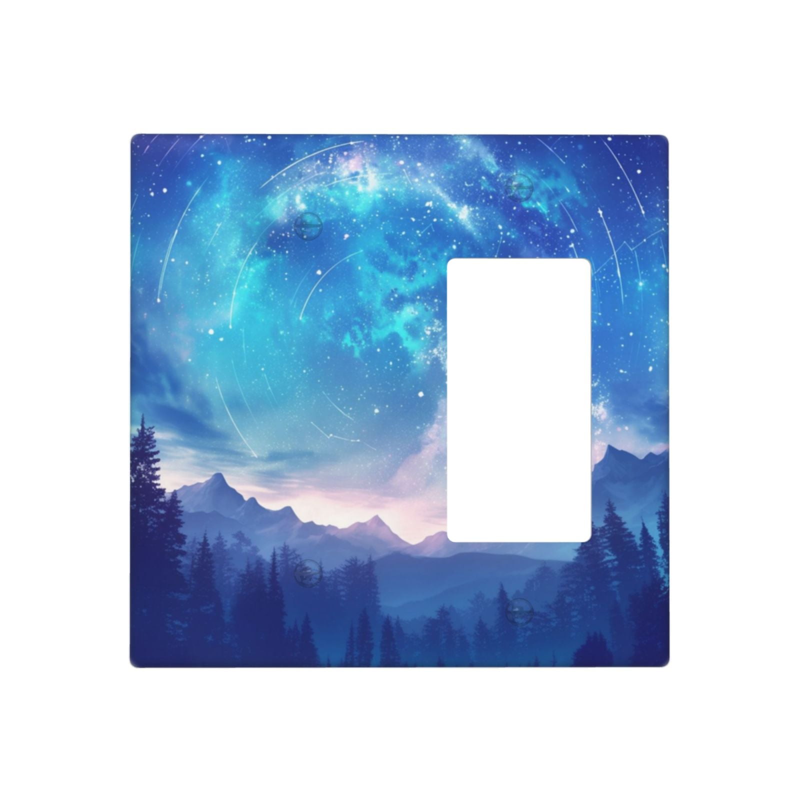 2-Gang 1 Blank 1 Rocker Wall Plate for Bedroom Room Bathroom Decorative, Galaxy Forest Prints ...