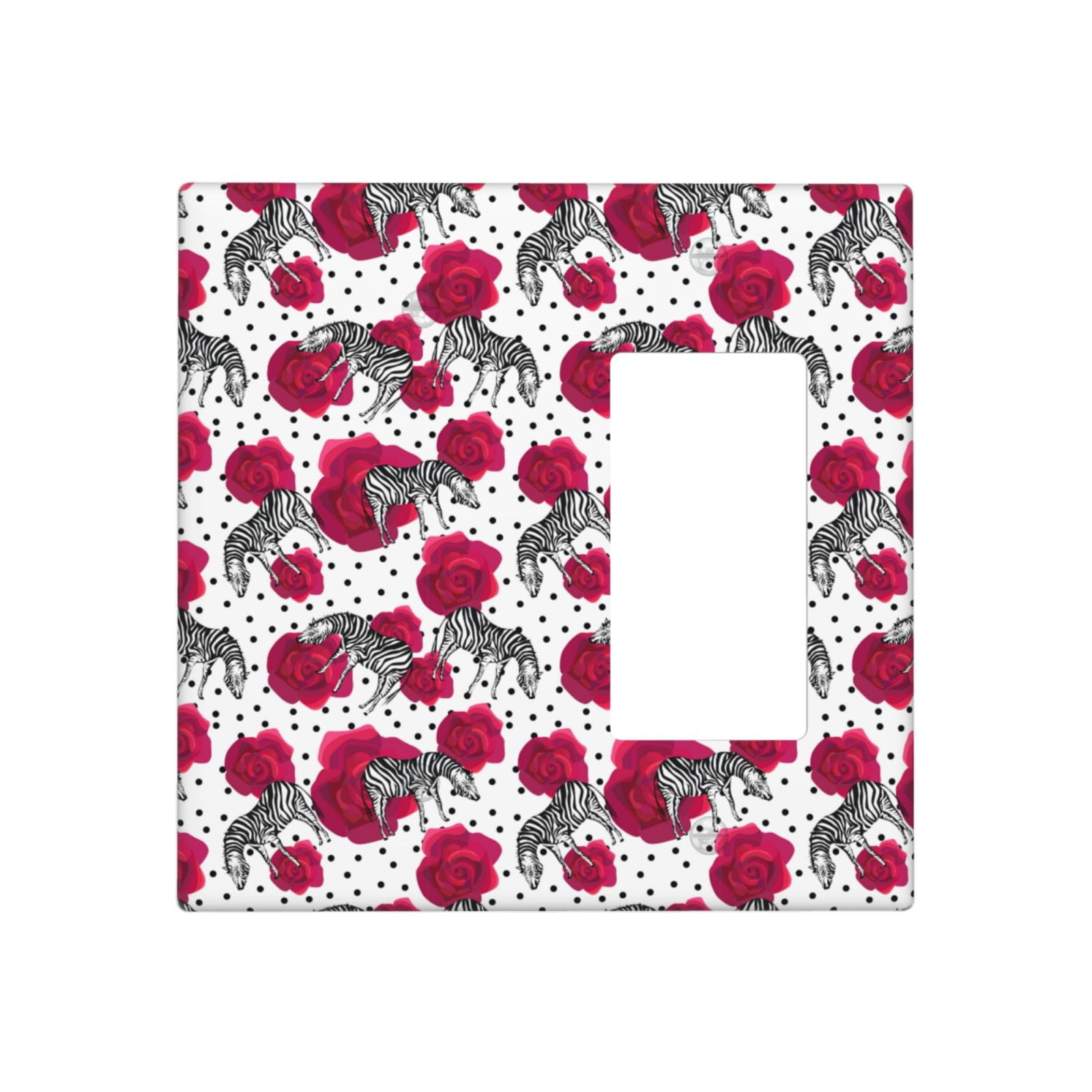 2-Gang 1 Blank 1 Rocker Wall Plate, Zebra Rose Prints Plate Covers ...