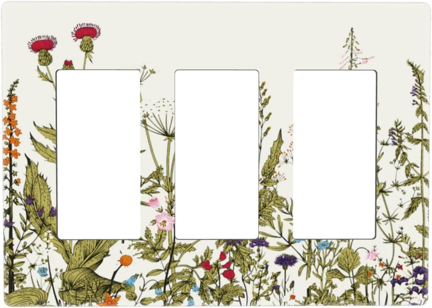 2-Gang 1-Toggle 1-Duplex Combination Wall Plate Watercolor Spring ...