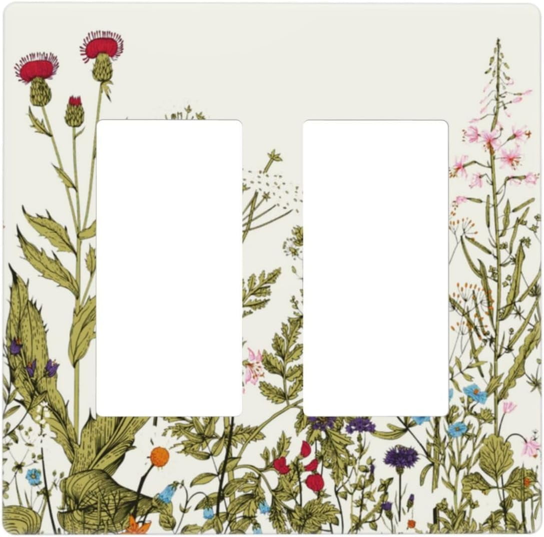 2-Gang 1-Toggle 1-Duplex Combination Wall Plate Watercolor Spring ...