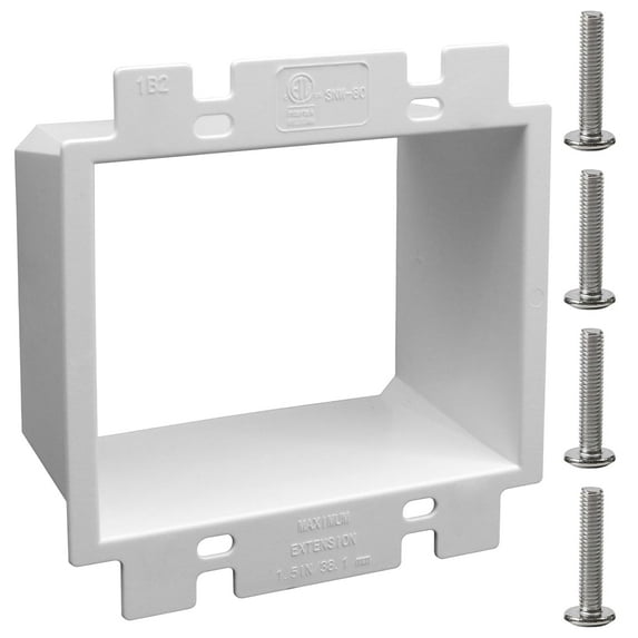 2-Gang BE2 Non-Metallic Electrical Power Outlet Box Extender(ETL Listed),White Outlet Box ...