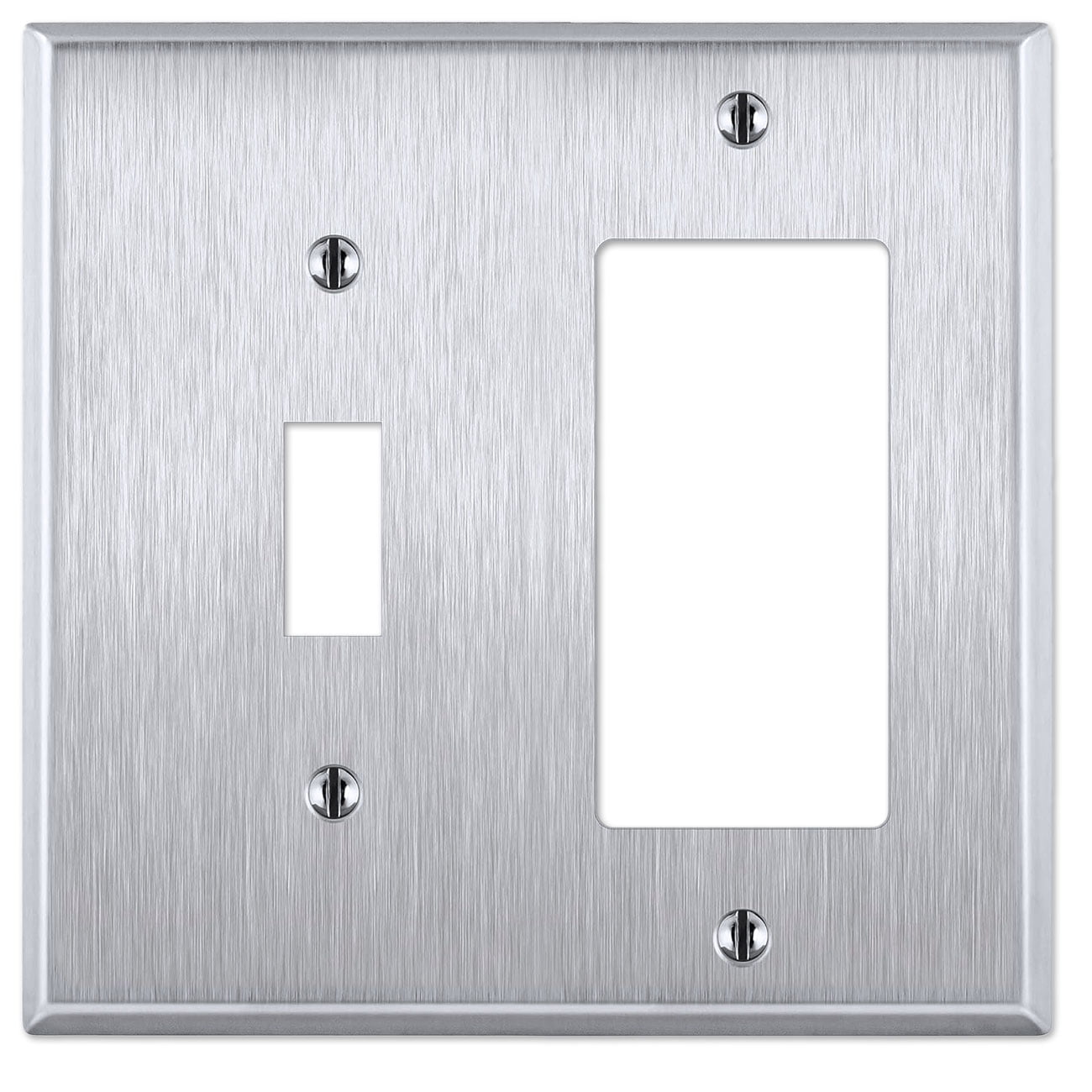 2 Gang Combination Stainless Steel Wall Plate - (1) Decora / GFCI ...