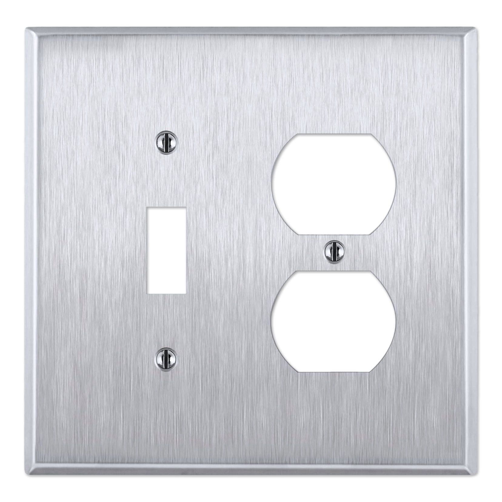 2 Gang Combination Stainless Steel Wall Plate - (1) Outlet / Duplex ...