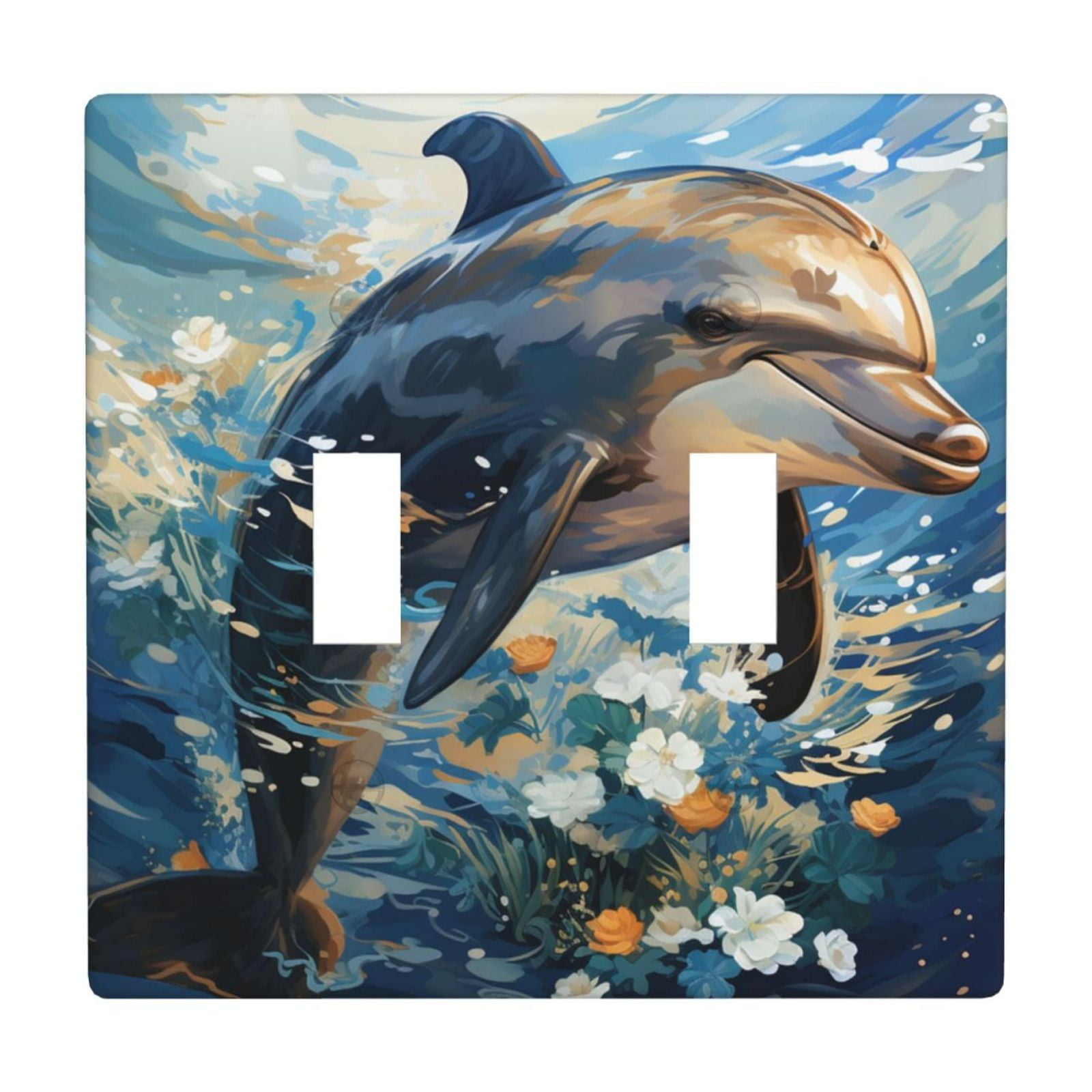 2 Gang Double Toggle Wall Plate Light Switch Cover Wallplate - Dolphin ...