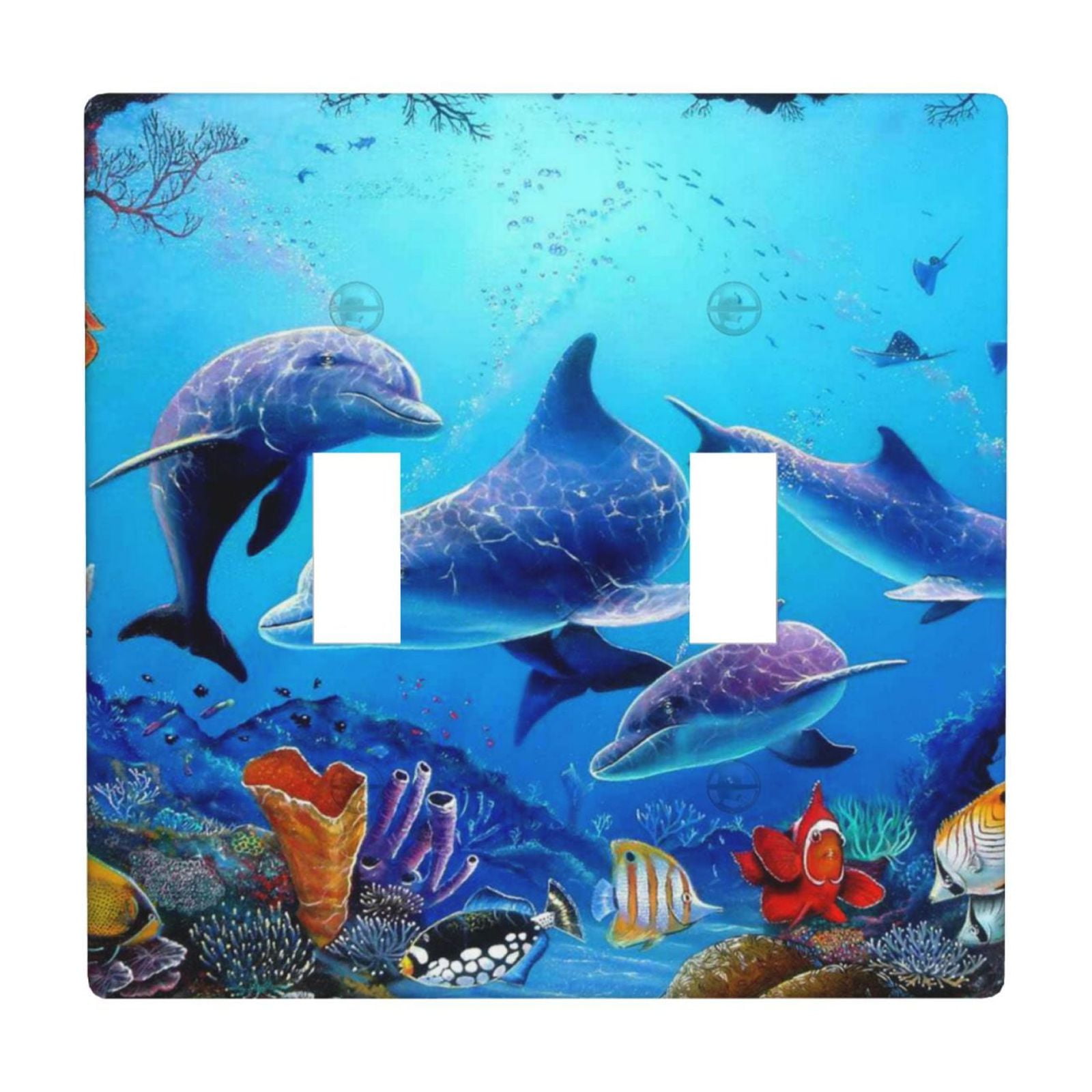 2 Gang Double Toggle Wall Plate Light Switch Cover Wallplate - Dolphins ...