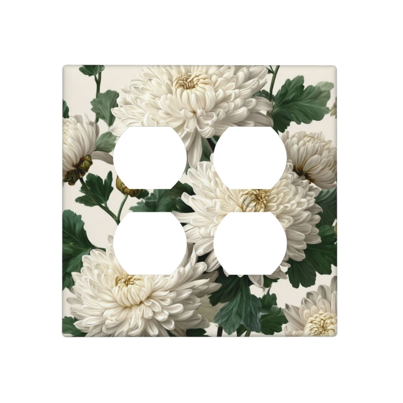 2-Gang Duplex Wall Plate for Bedroom Room Bathroom Decorative, Japanese Chrysanthemum Romantic ...
