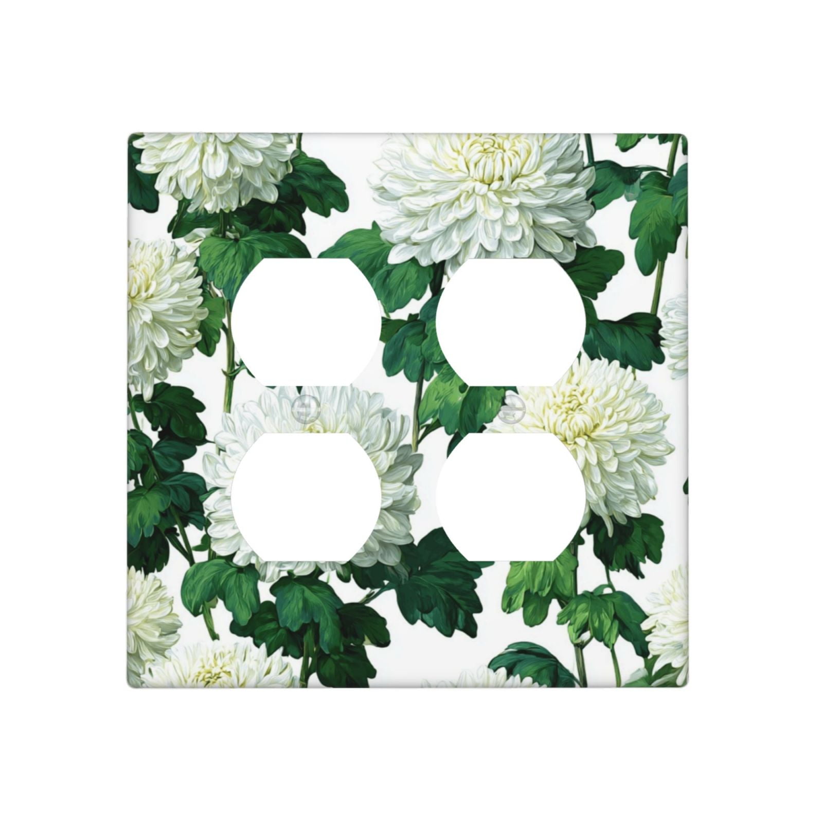 2-Gang Duplex Wall Plate for Bedroom Room Bathroom Decorative, Japanese Chrysanthemum Romantic ...