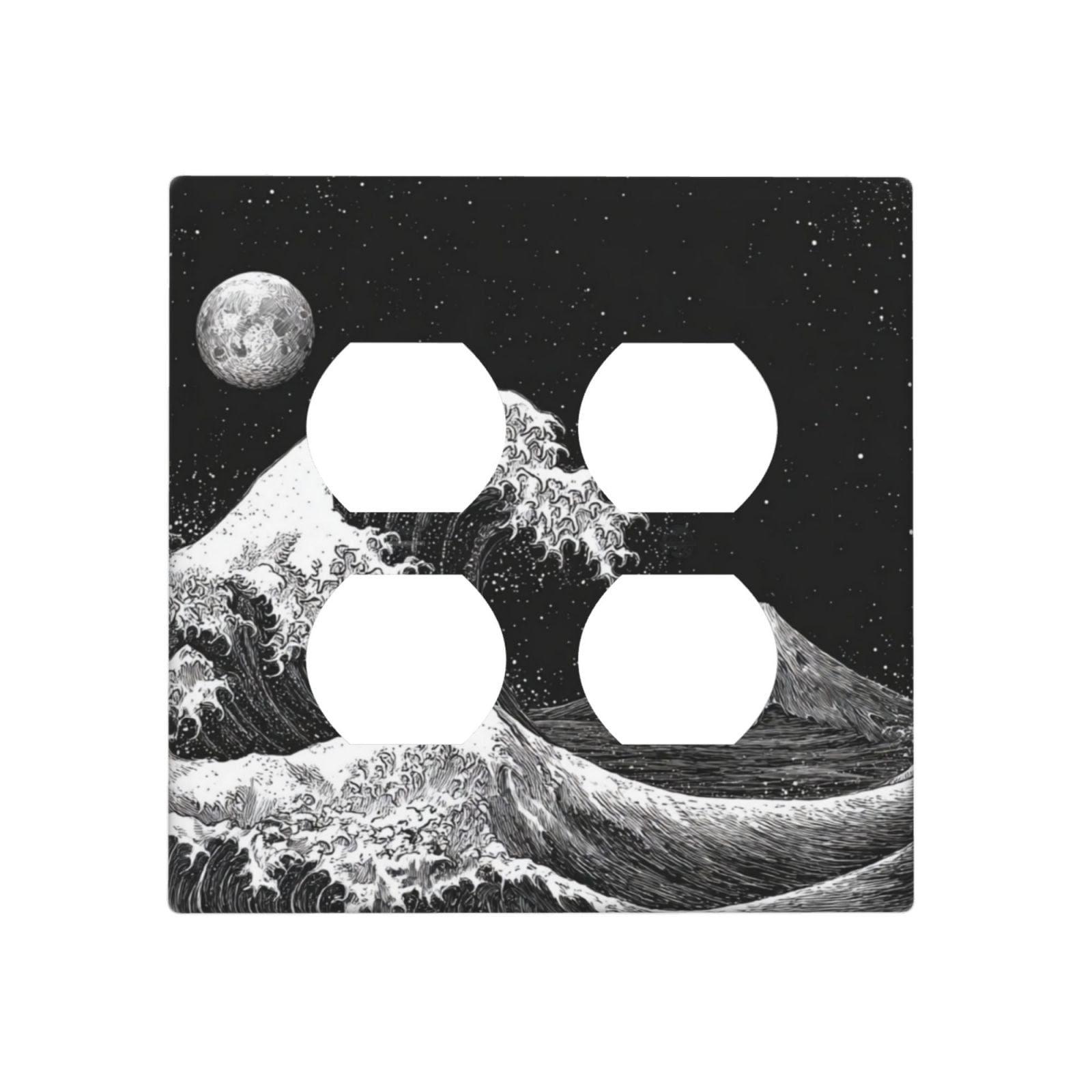 2-Gang Duplex Wall Plate for Bedroom Room Bathroom Decorative, Moon ...