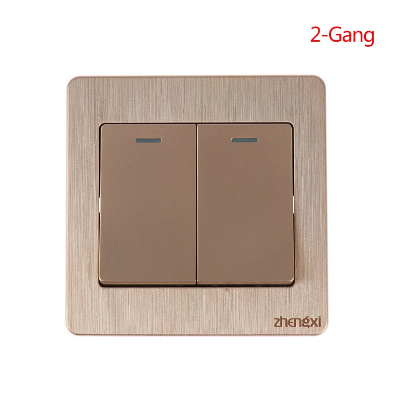 (2-Gang) Gold Wall Switch 1/2/3/4 Gang 1Way Button Wall Light Switch On ...