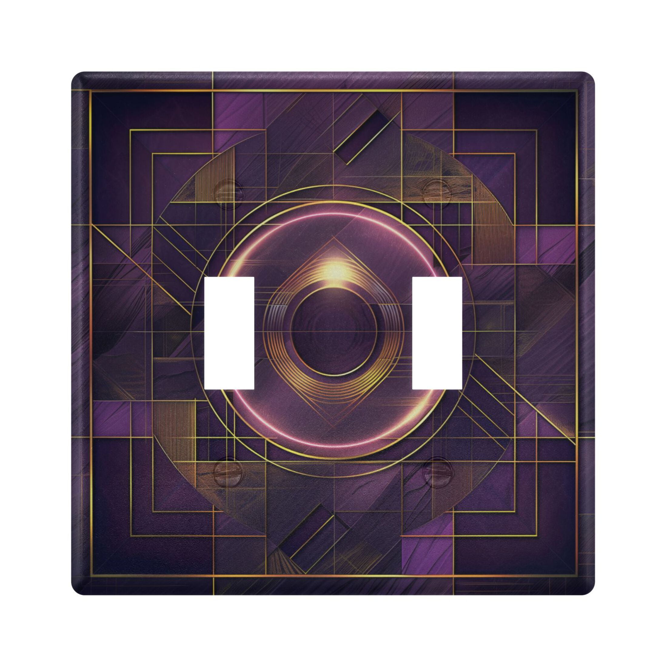 2 Gang Light Switch Cover Plate Abstract Violet Geometric Wall Plate ...