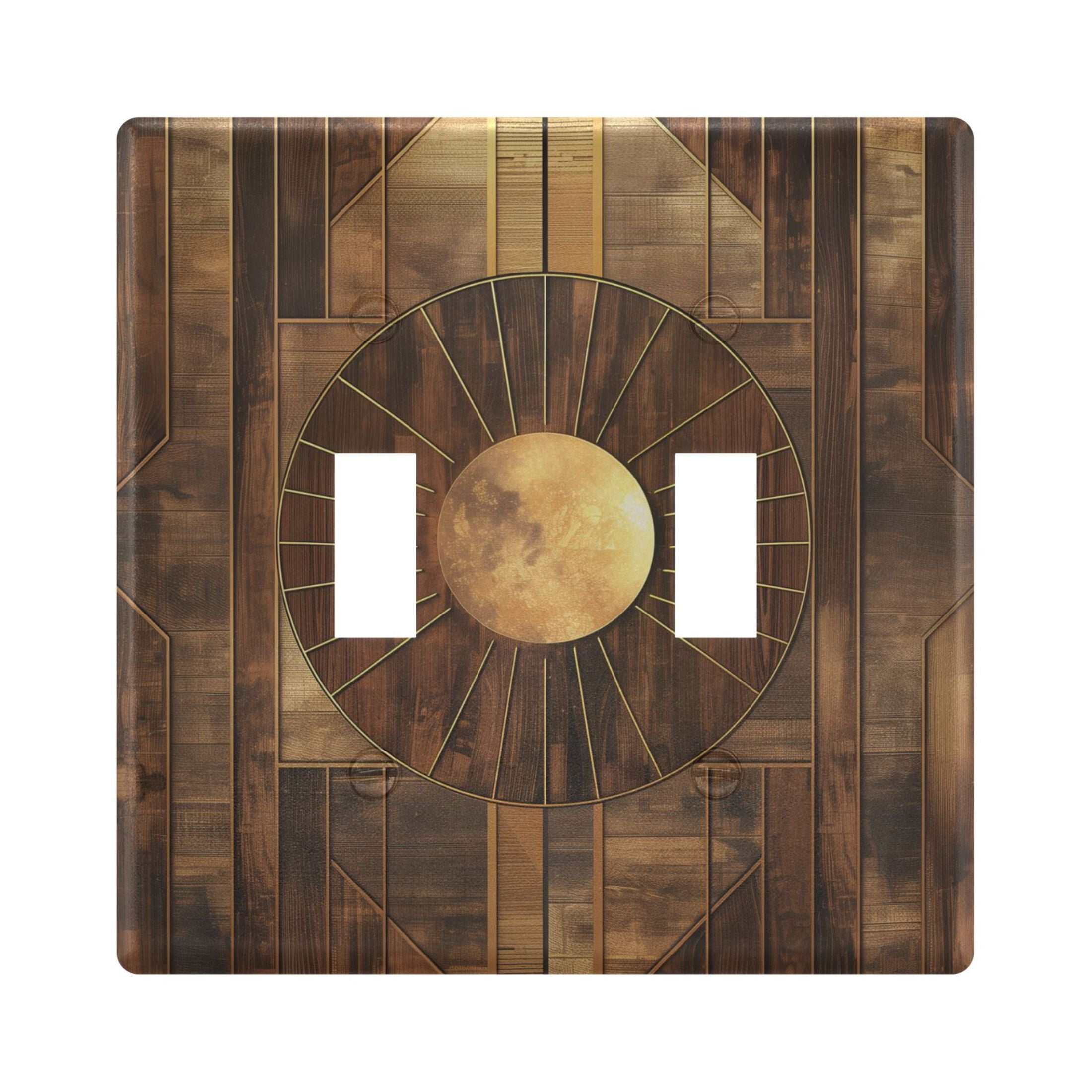 2 Gang Light Switch Cover Plate Abstract Wood Geometric Wall Plate ...