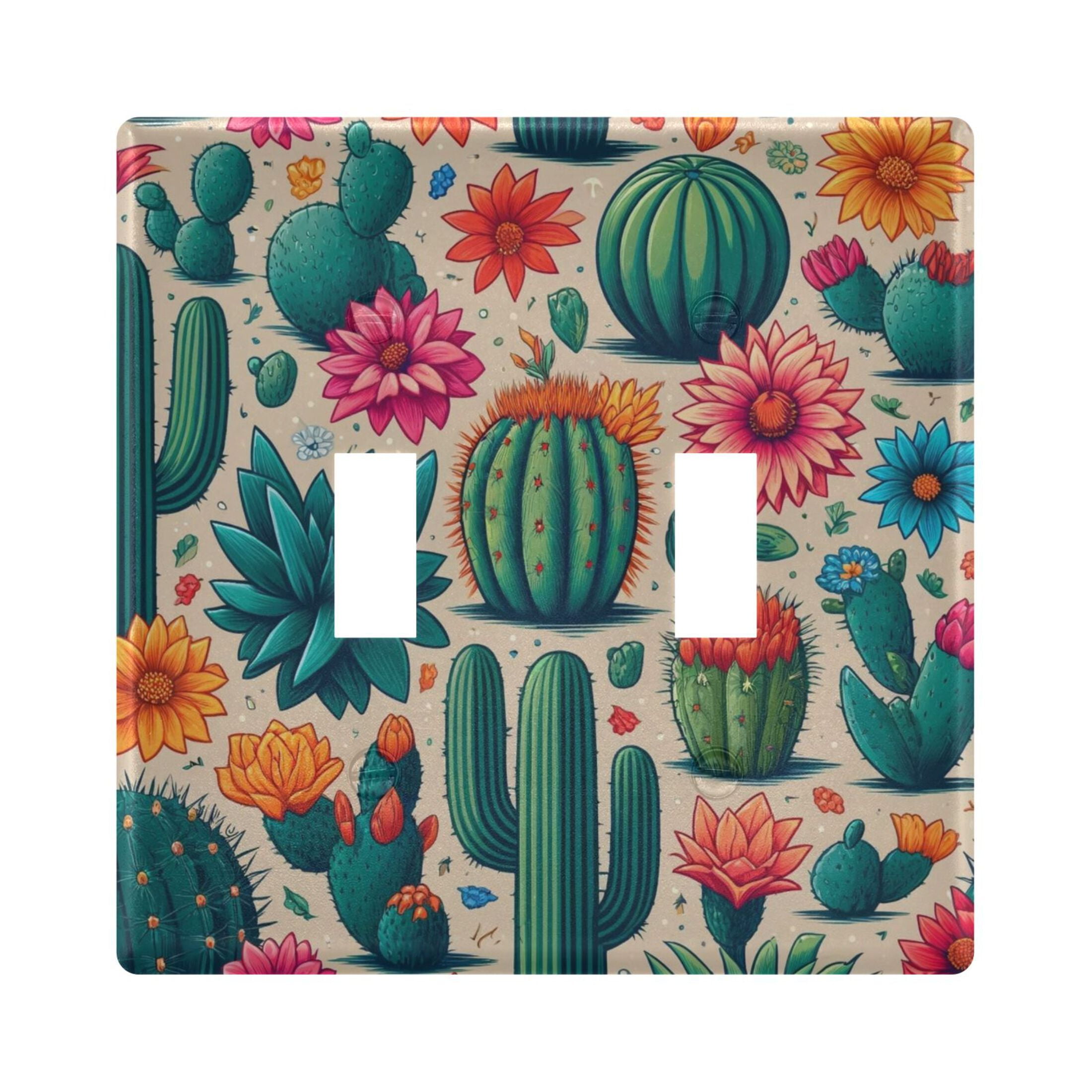 2 Gang Light Switch Cover Plate Cactus and Desert Flower Wall Plate ...
