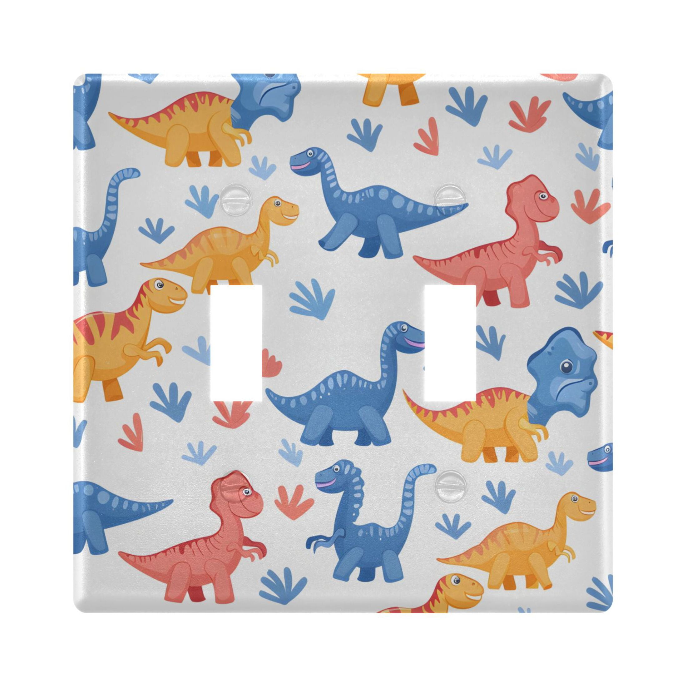 2 Gang Light Switch Cover Plate Cartoon Dinosaur and Glass Wall Plate ...