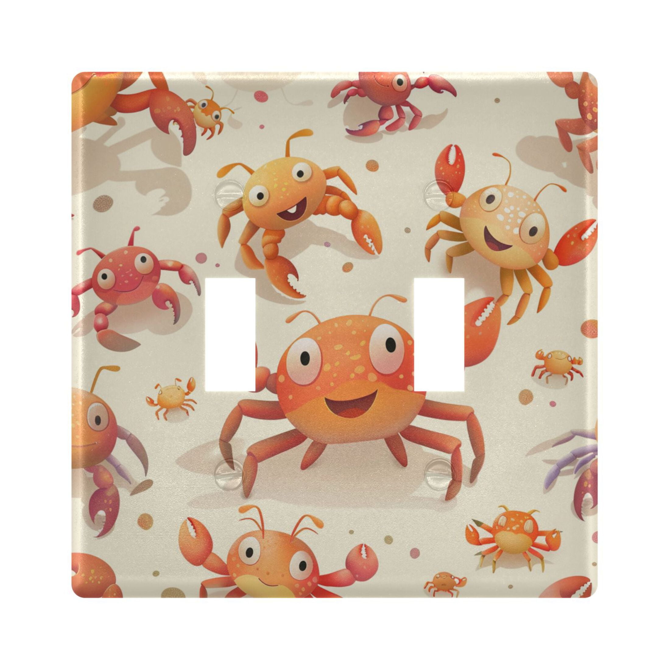2 Gang Light Switch Cover Plate Cute Happy Crabs Wall Plate Decorate ...