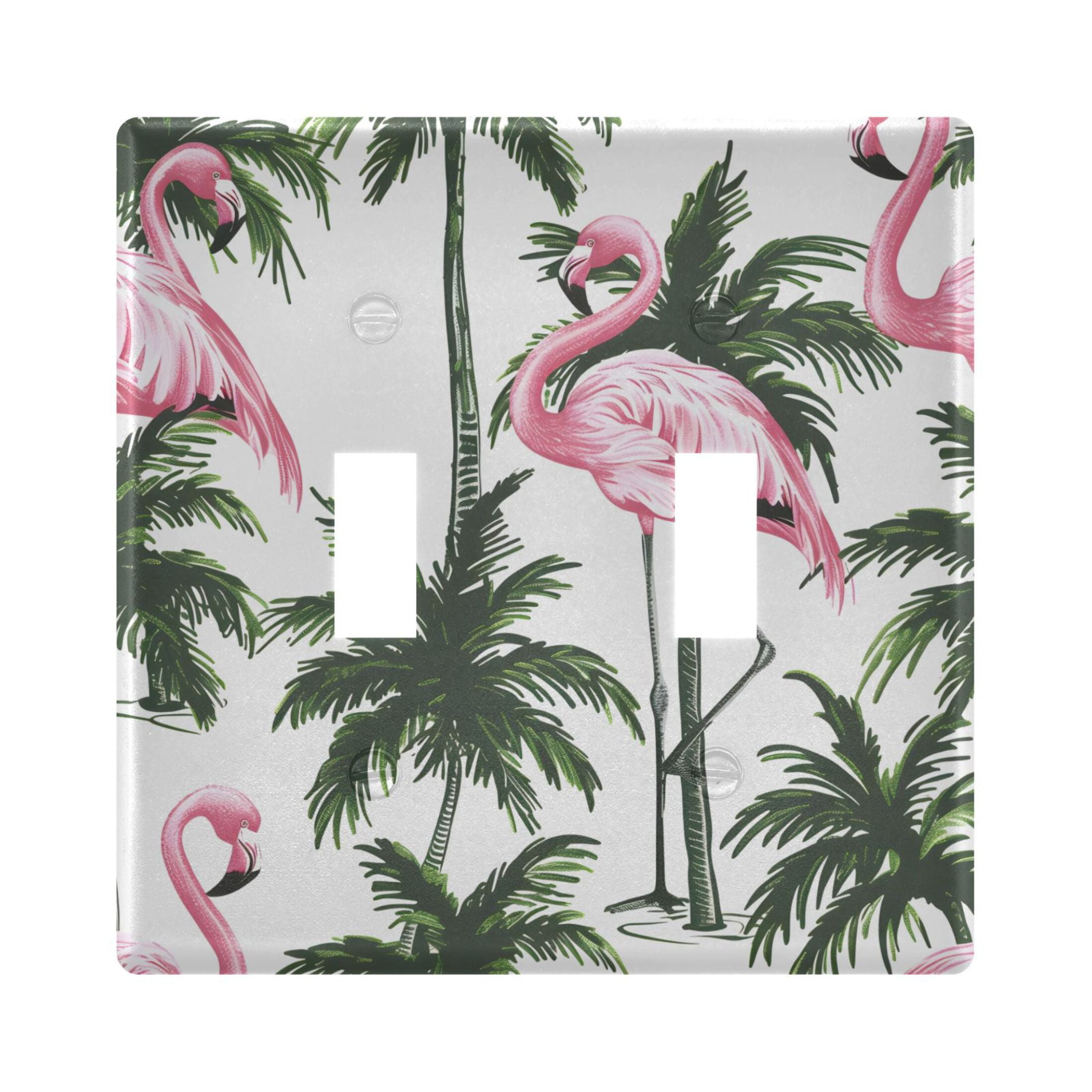 2 Gang Light Switch Cover Plate Flamingos and Palm Trees Wall Plate ...