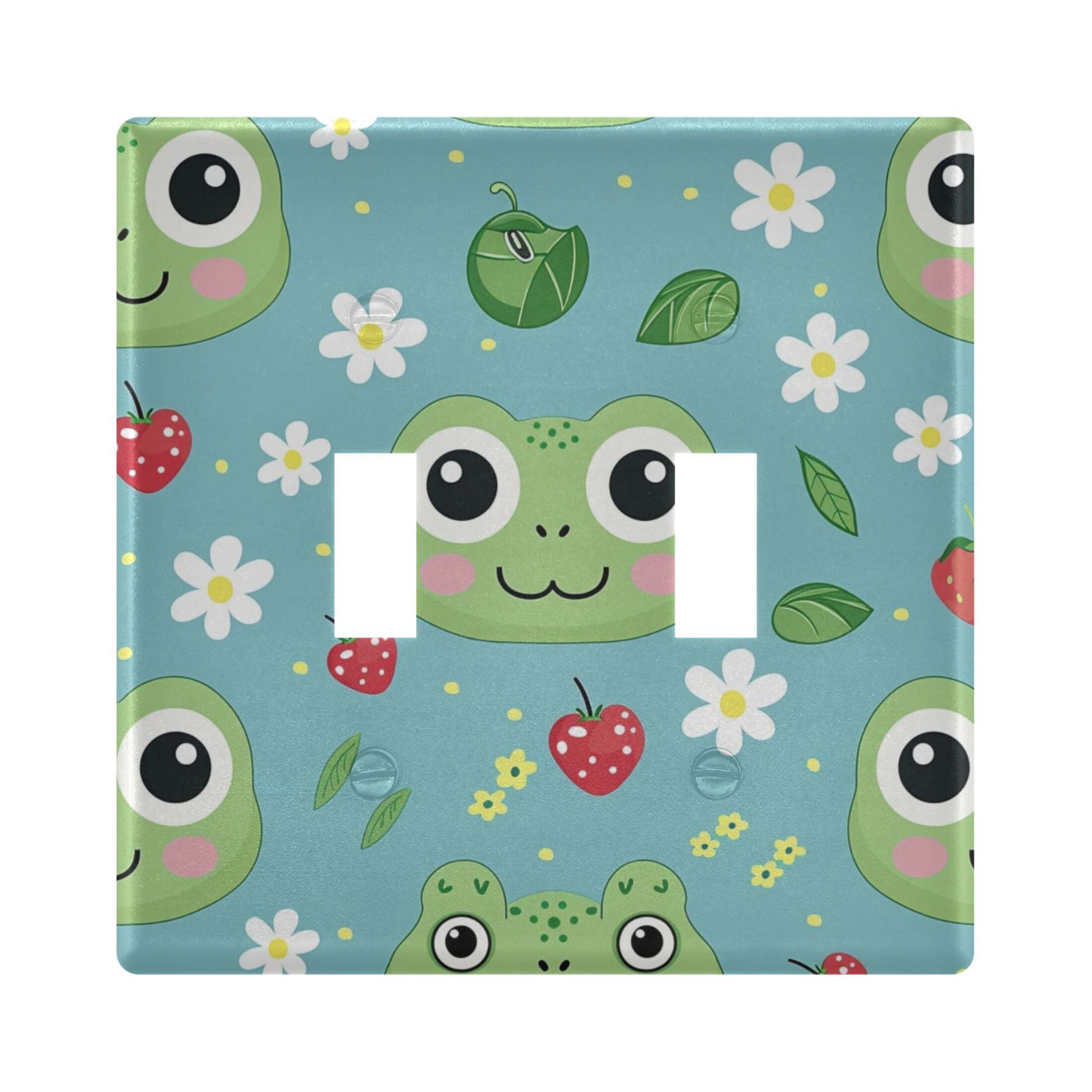 2 Gang Light Switch Cover Plate Frog Face Leaf Strawberry Flower Wall ...