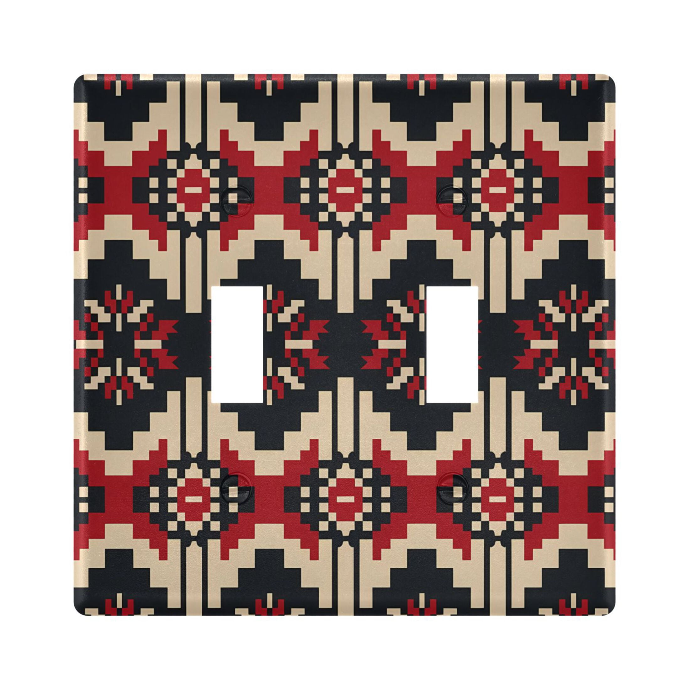 2 Gang Light Switch Cover Plate Geometric Pixel Print Wall Plate ...