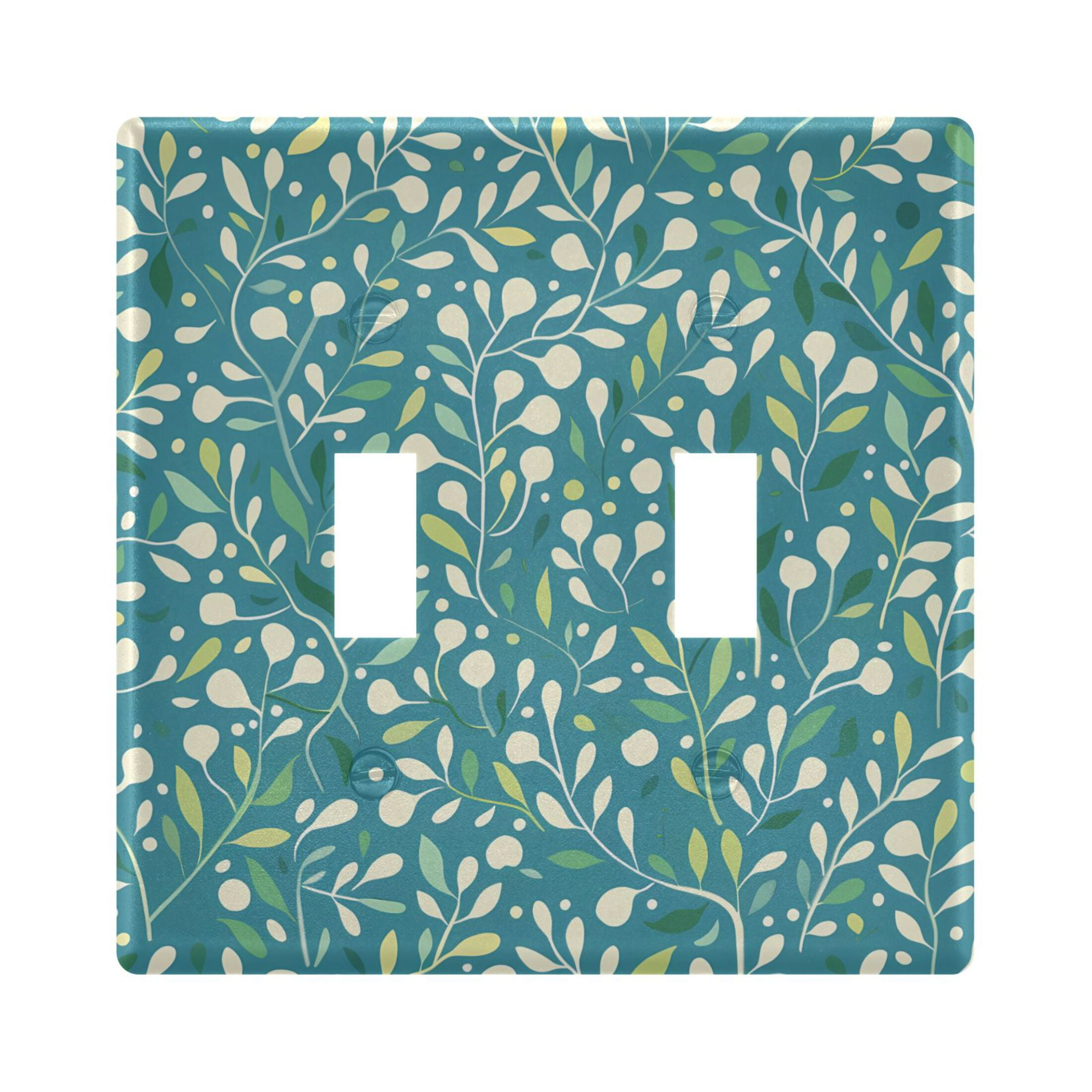 2 Gang Light Switch Cover Plate Plant and Leaves Wall Plate Decorate ...
