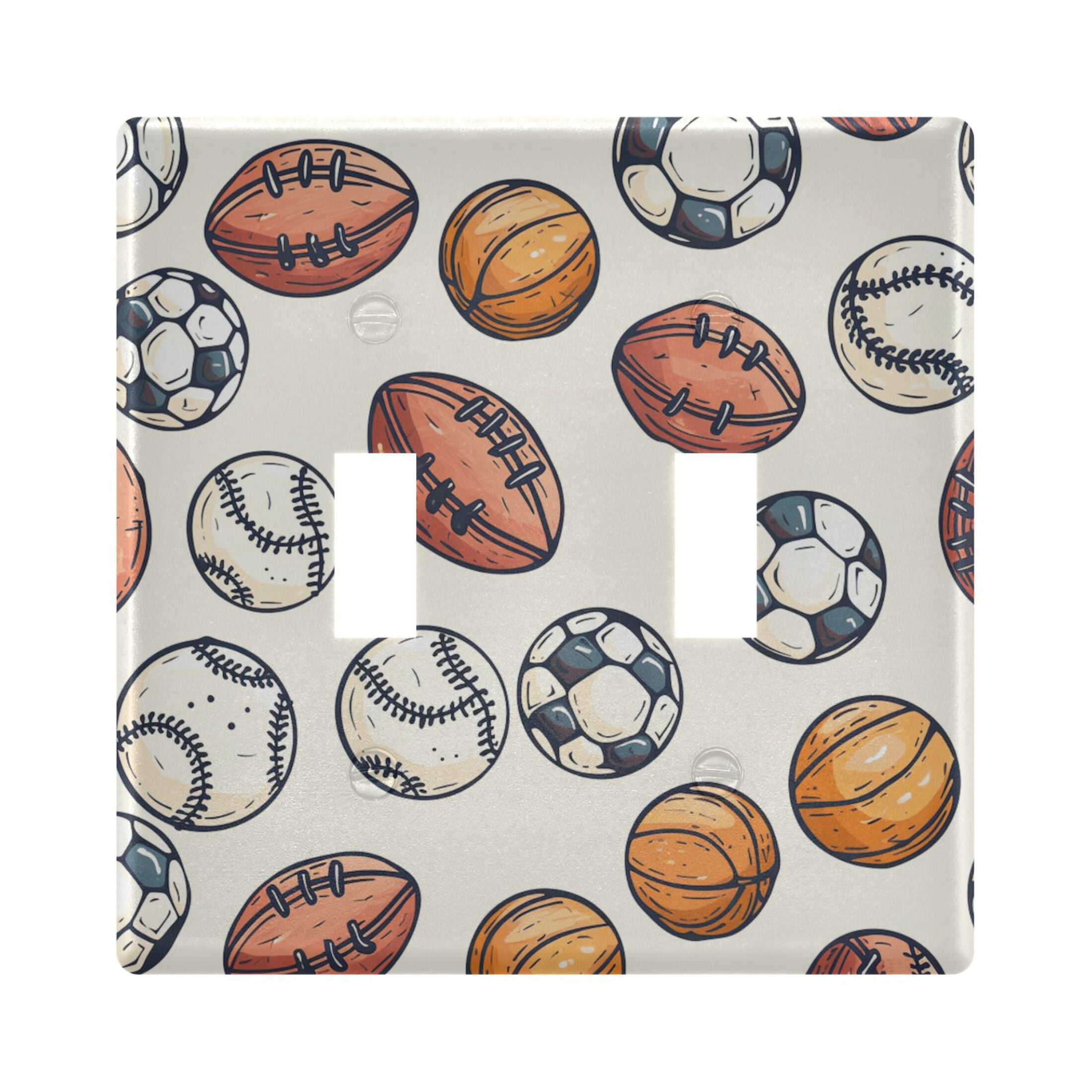 2 Gang Light Switch Cover Plate Rugby Baseball Soccer Basketball Wall ...