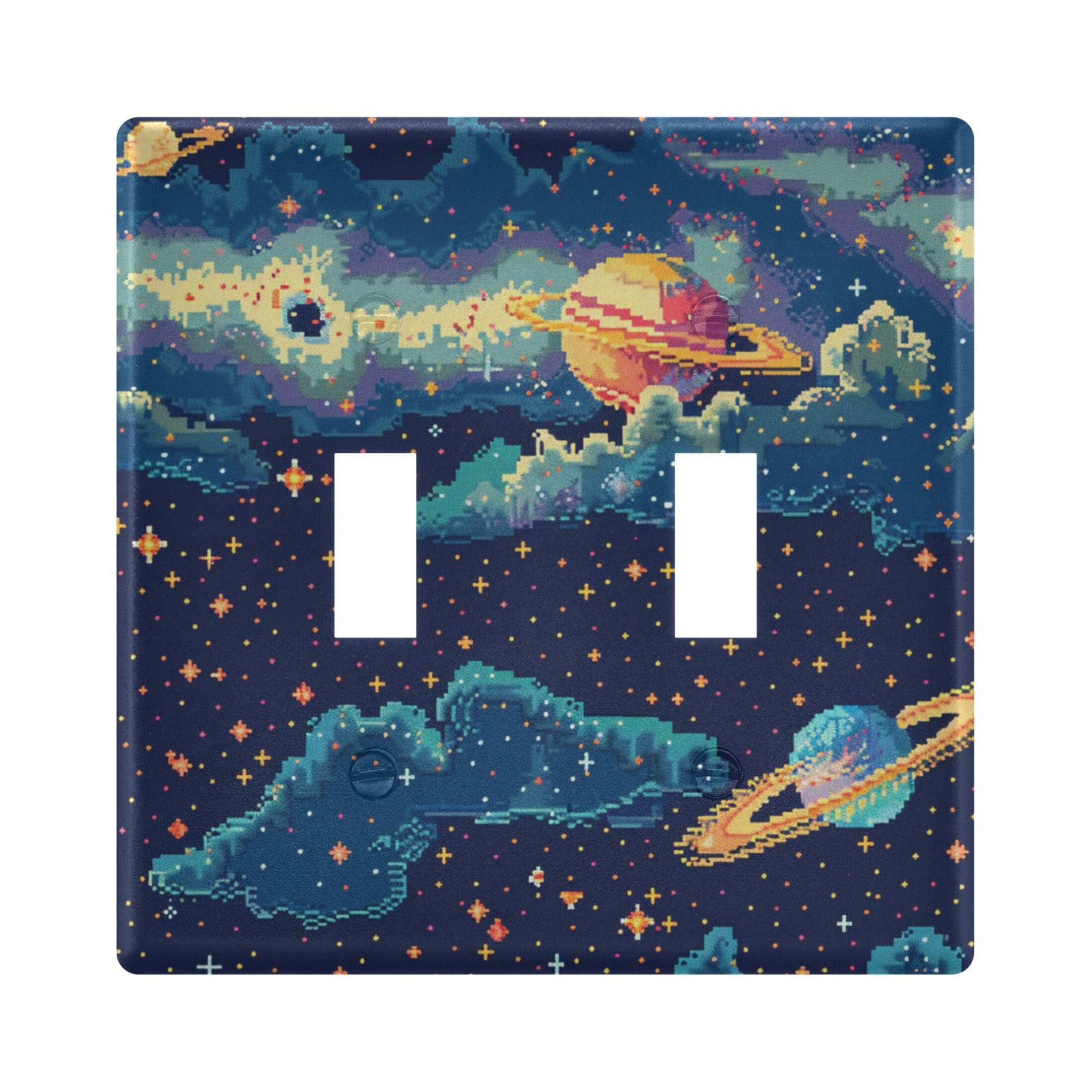2 Gang Light Switch Cover Plate Space Pixel Style Wall Plate Decorate ...