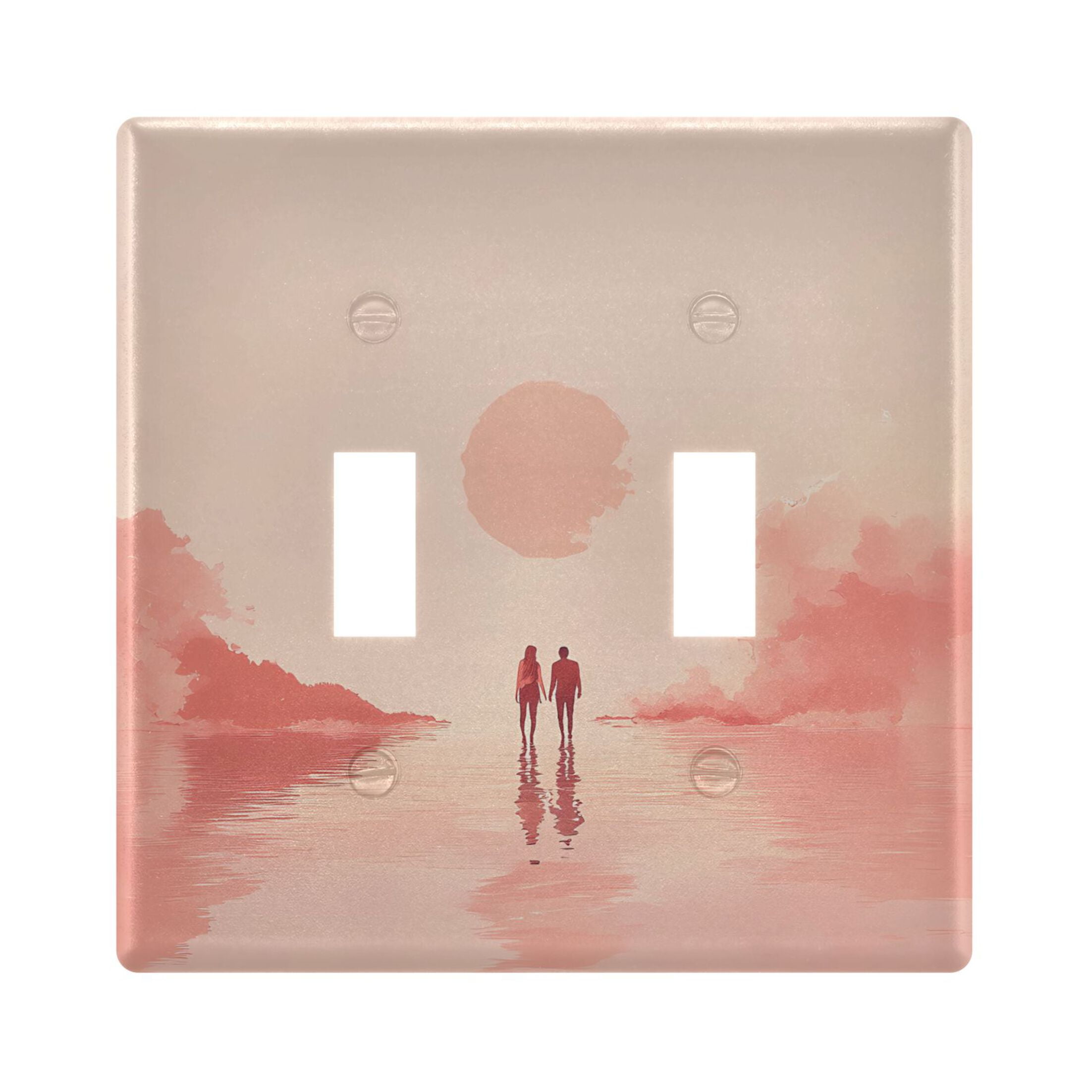 2 Gang Light Switch Cover Plate Two People Stand on Water Wall Plate ...