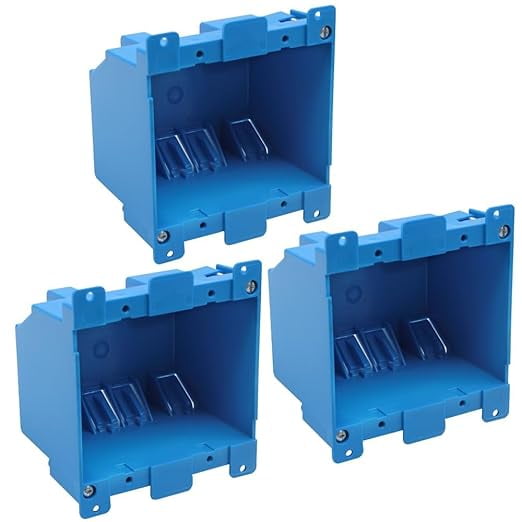 2-Gang Old Work Box,Blue,Plastic Junction Box for Switches, Old Work 2 ...