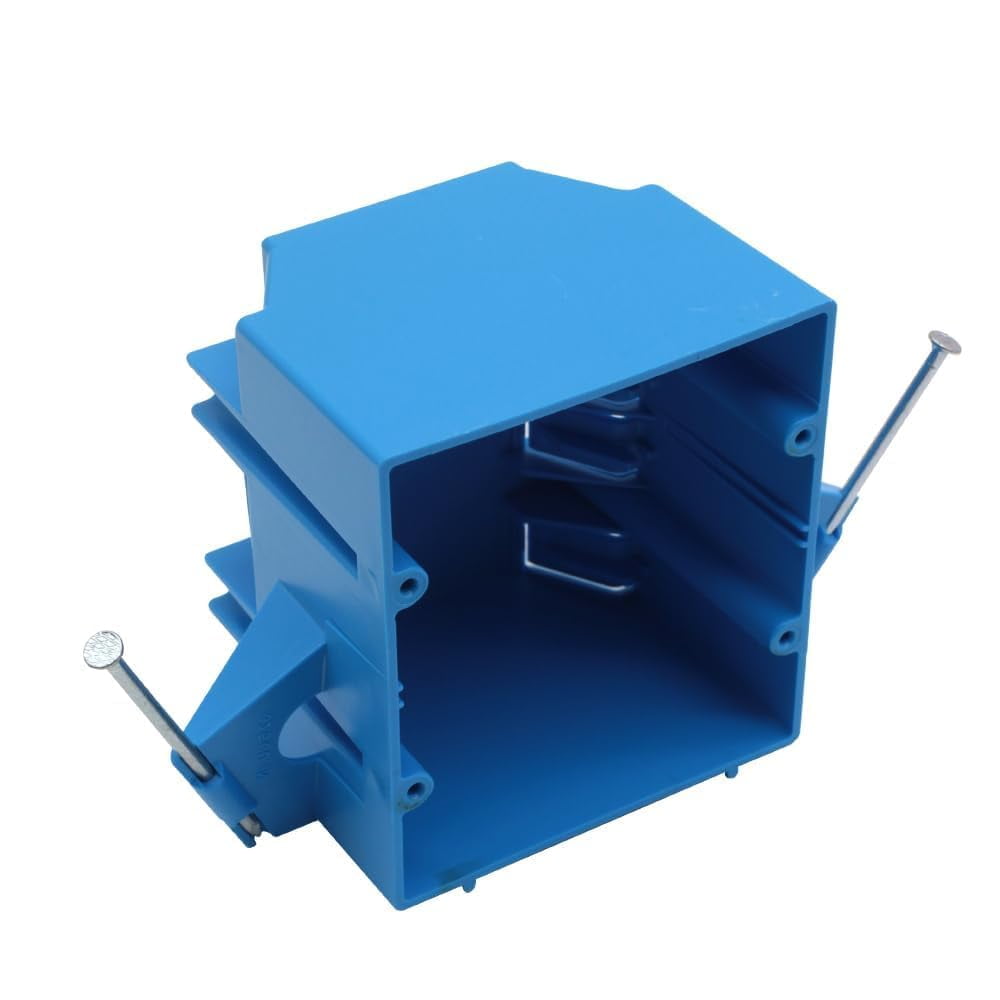 2-Gang PVC New Work Switch/Outlet Wall Electrical Box, Blue,32 Cubic ...