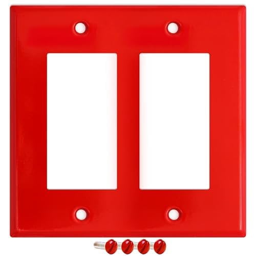2-Gang Red Metal Rocker Switch Covers, Highly Visible Red Decorator ...