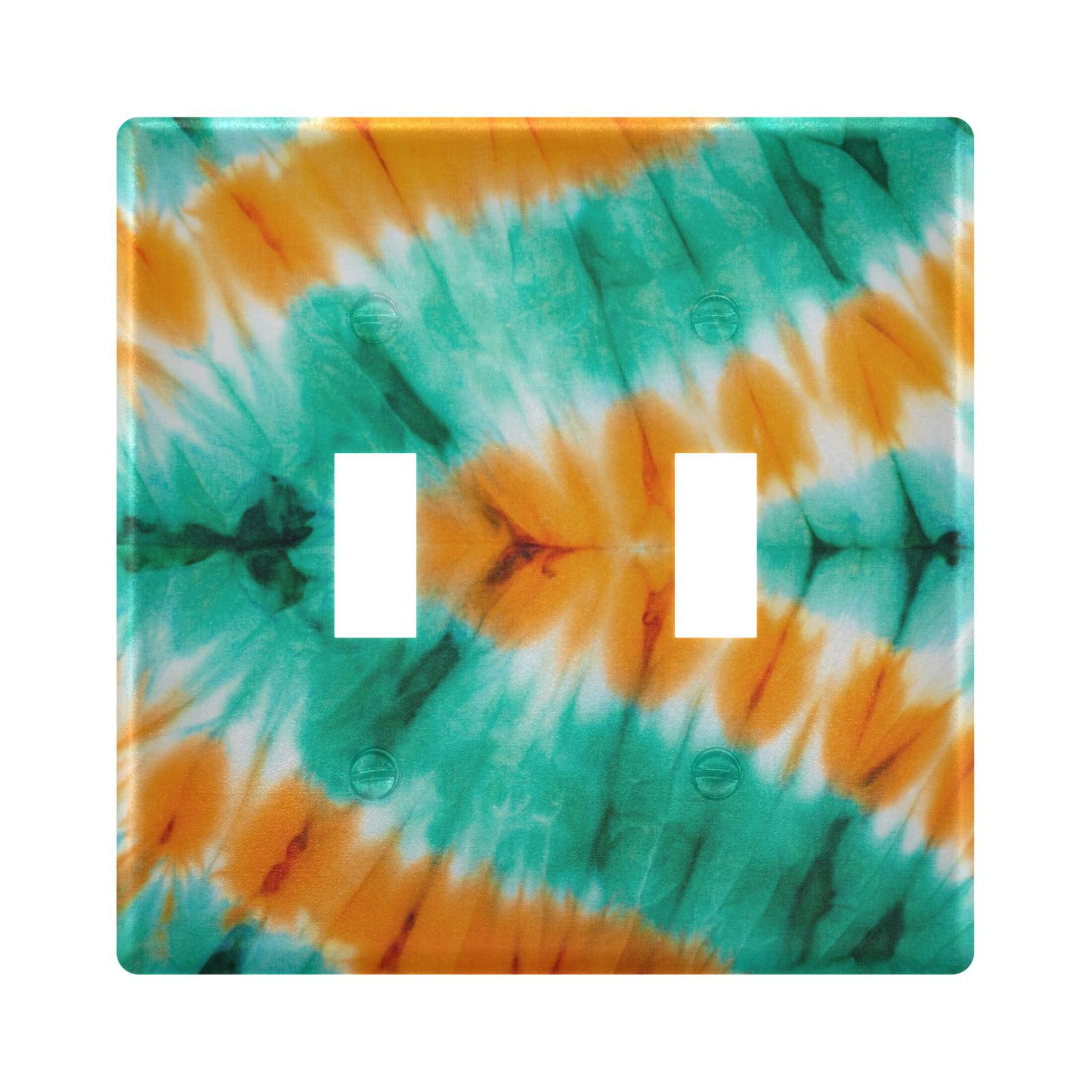 2 Gang Switch Covers Abstract Tie Dye with Green Light Wall Plate Home ...