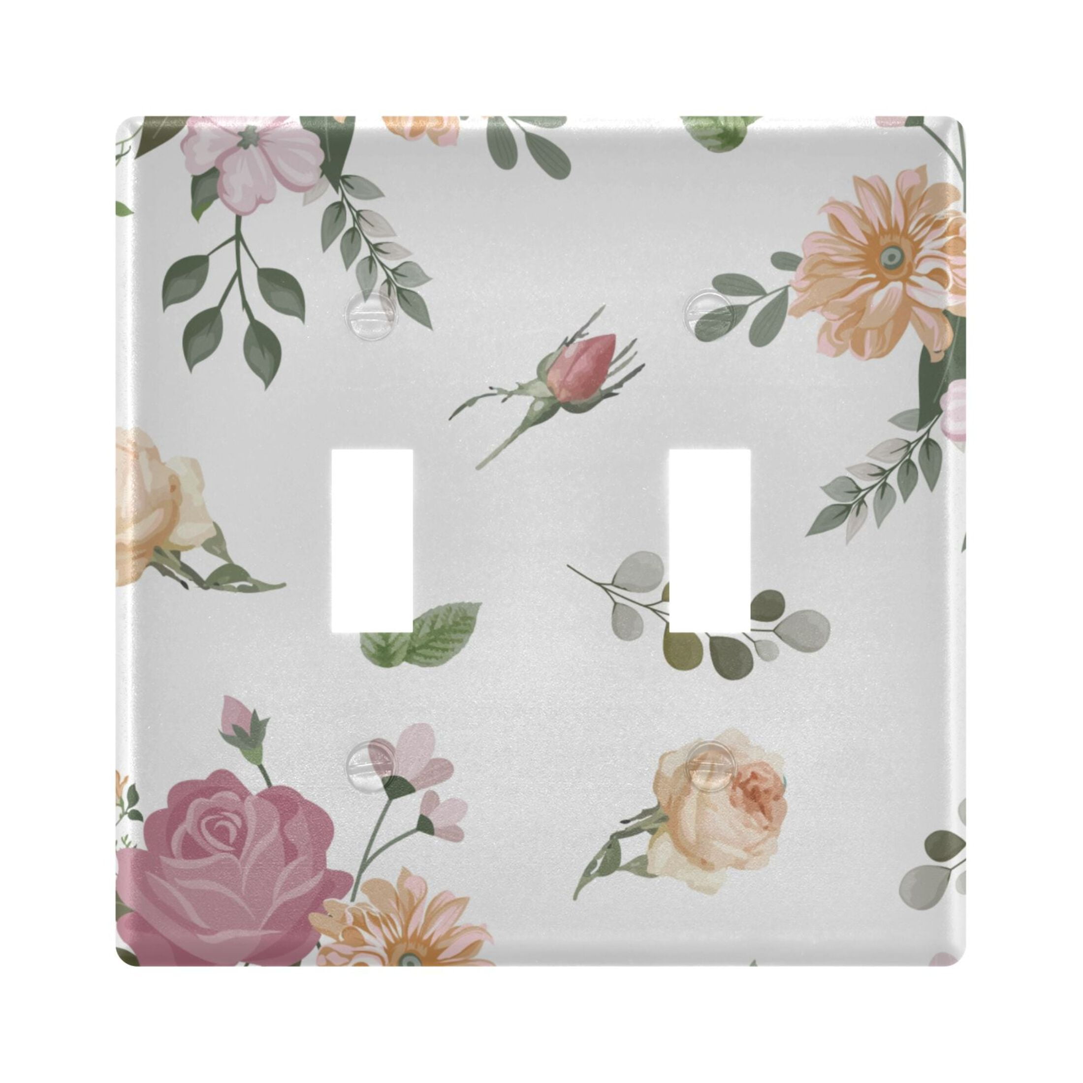 2 Gang Switch Covers Beautiful Watercolour Flower Light Wall Plate Home ...