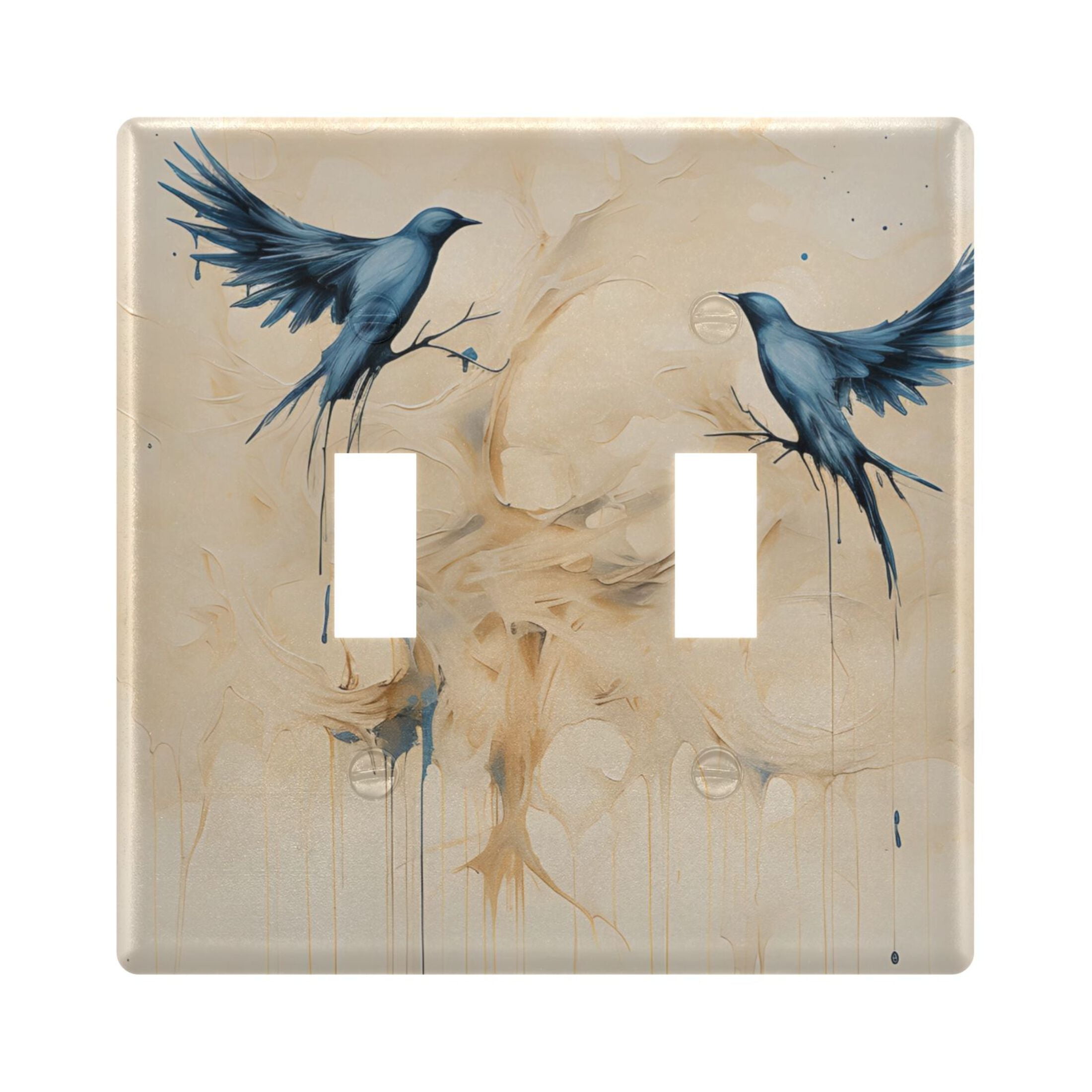 2 Gang Switch Covers Birds with Blue Light Wall Plate Home Faceplate ...