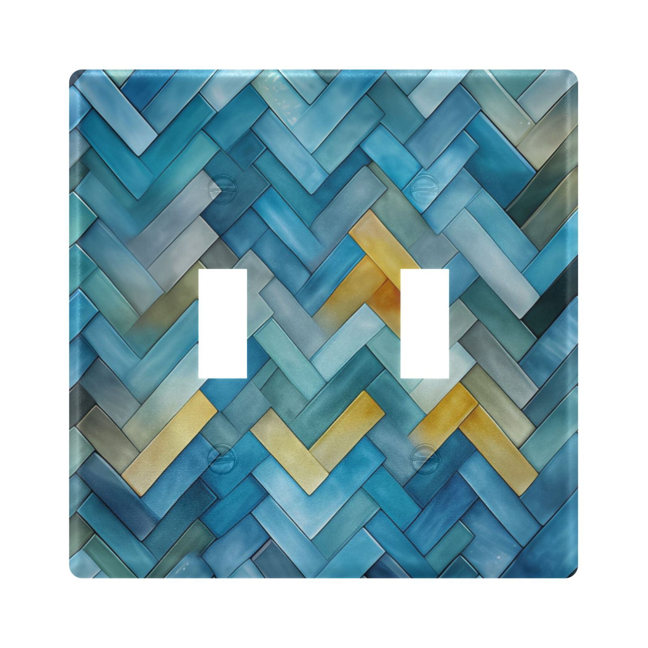 2 Gang Switch Covers Blue Abstract Light Wall Plate Home Faceplate ...