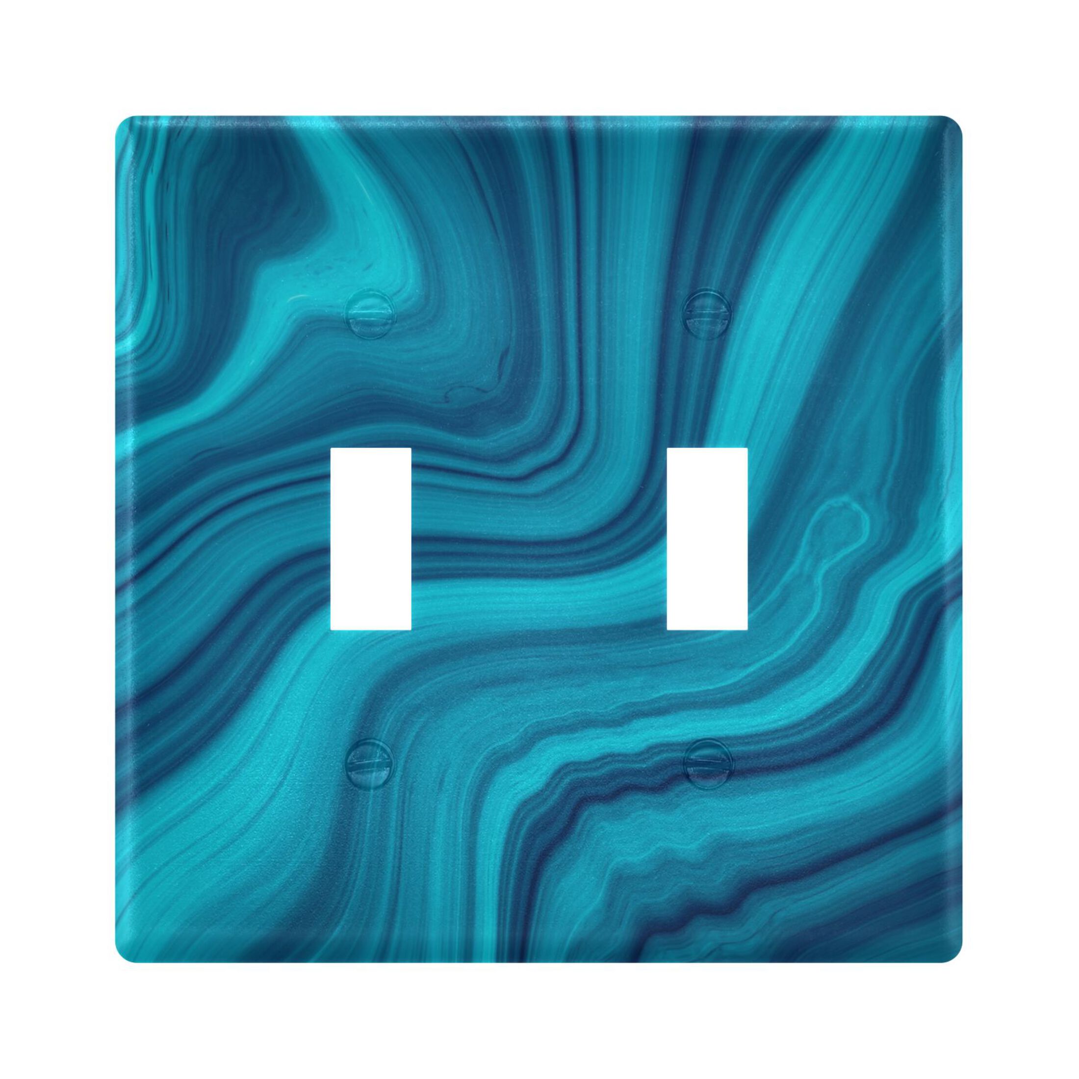 2 Gang Switch Covers Blue Abstract Marble Light Wall Plate Home ...