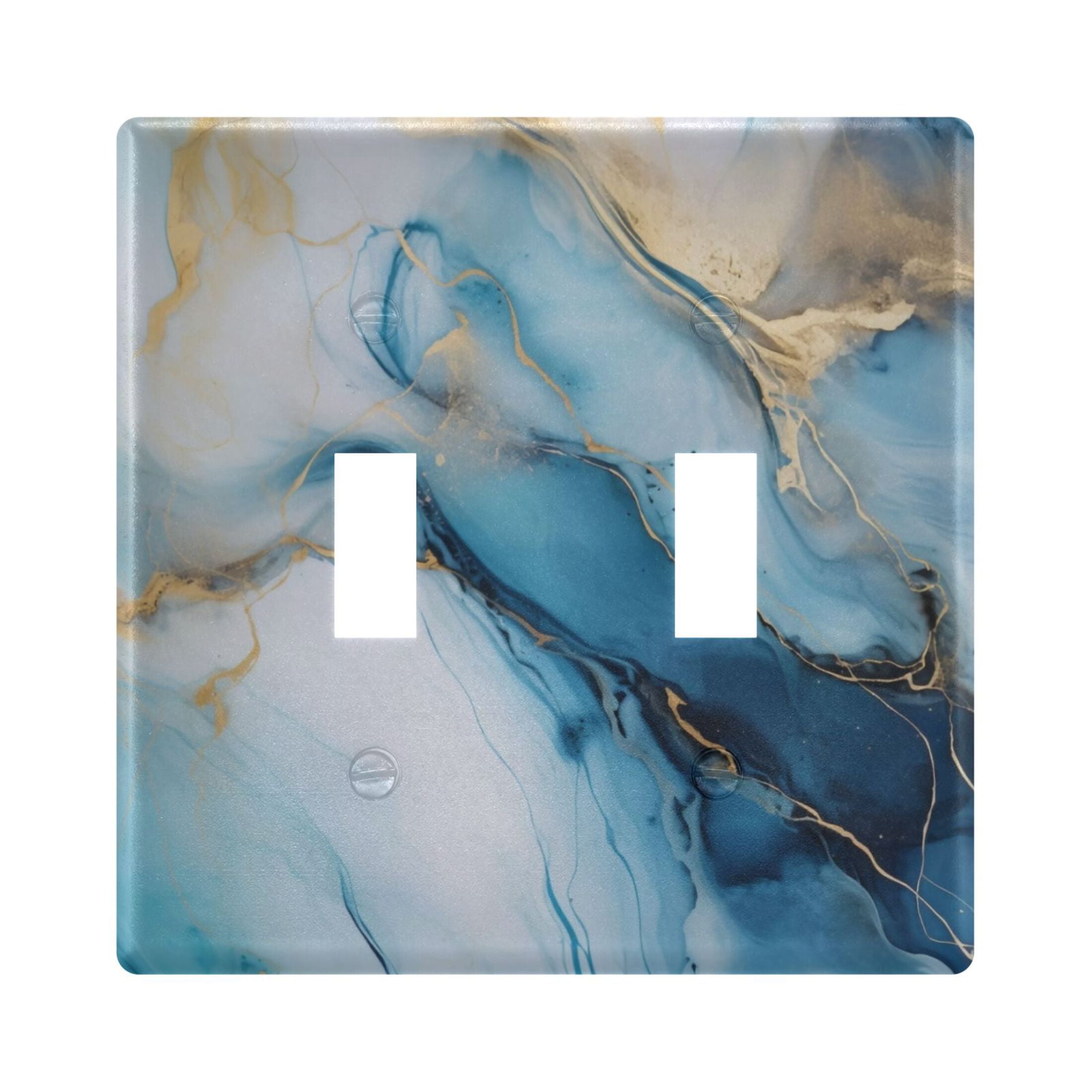 2 Gang Switch Covers Blue Marble Light Wall Plate Home Faceplate Switch ...