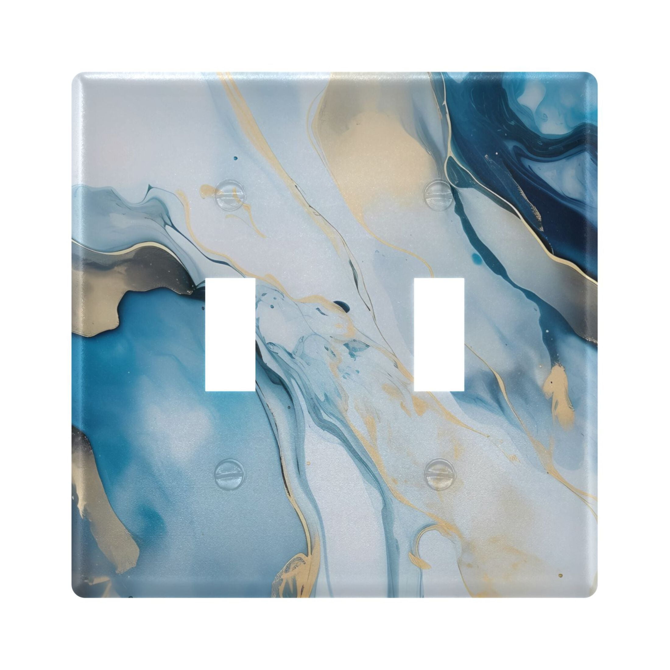 2 Gang Switch Covers Blue Marble Light Wall Plate Home Faceplate Switch ...