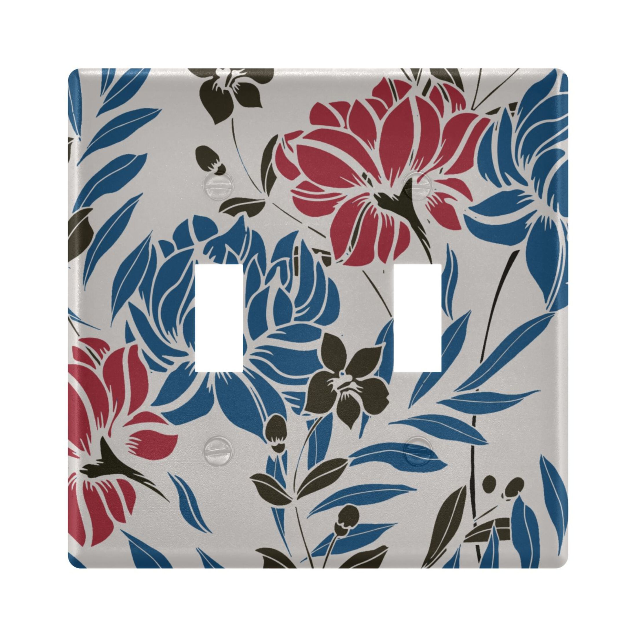 2 Gang Switch Covers Blue and Red Flowers Light Wall Plate Home ...