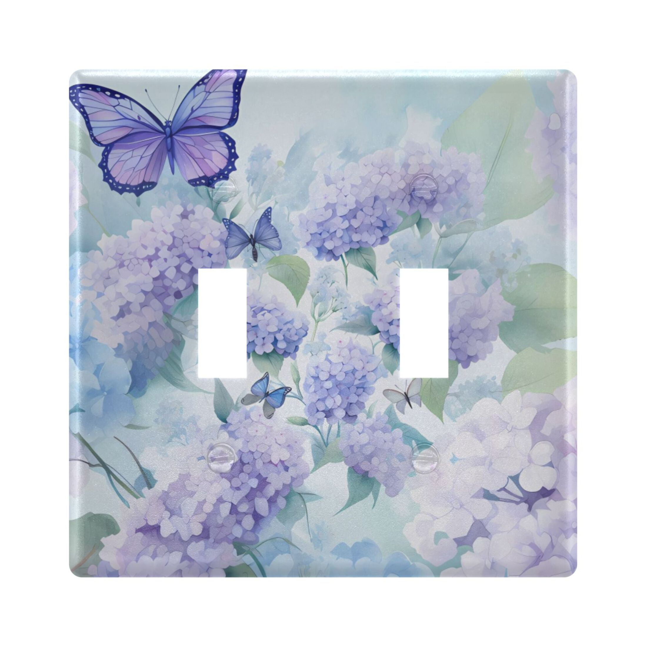 2 Gang Switch Covers Butterfly in Lavenders Light Wall Plate Home ...