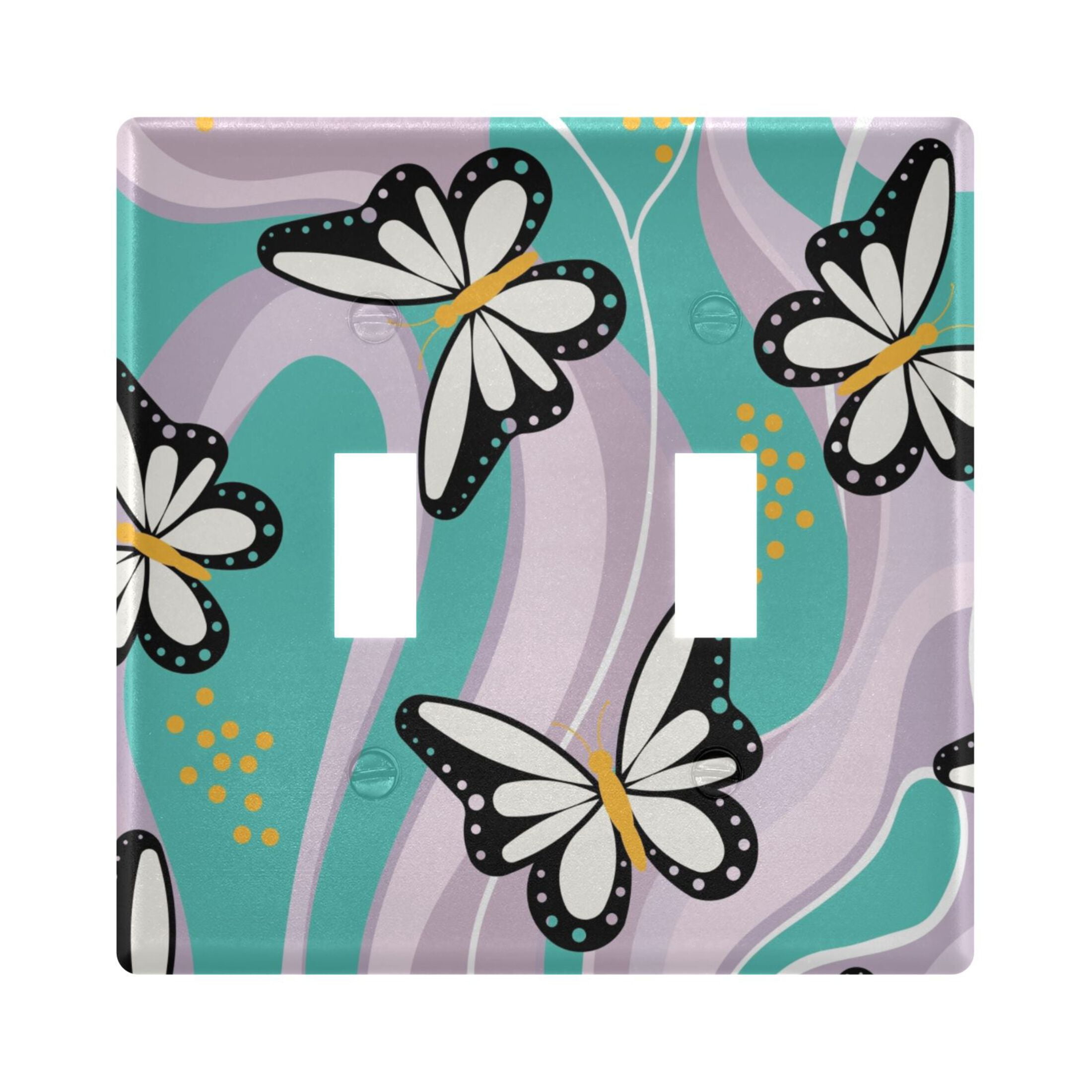 2 Gang Switch Covers Butterfly with Wavy Pattern Light Wall Plate Home ...