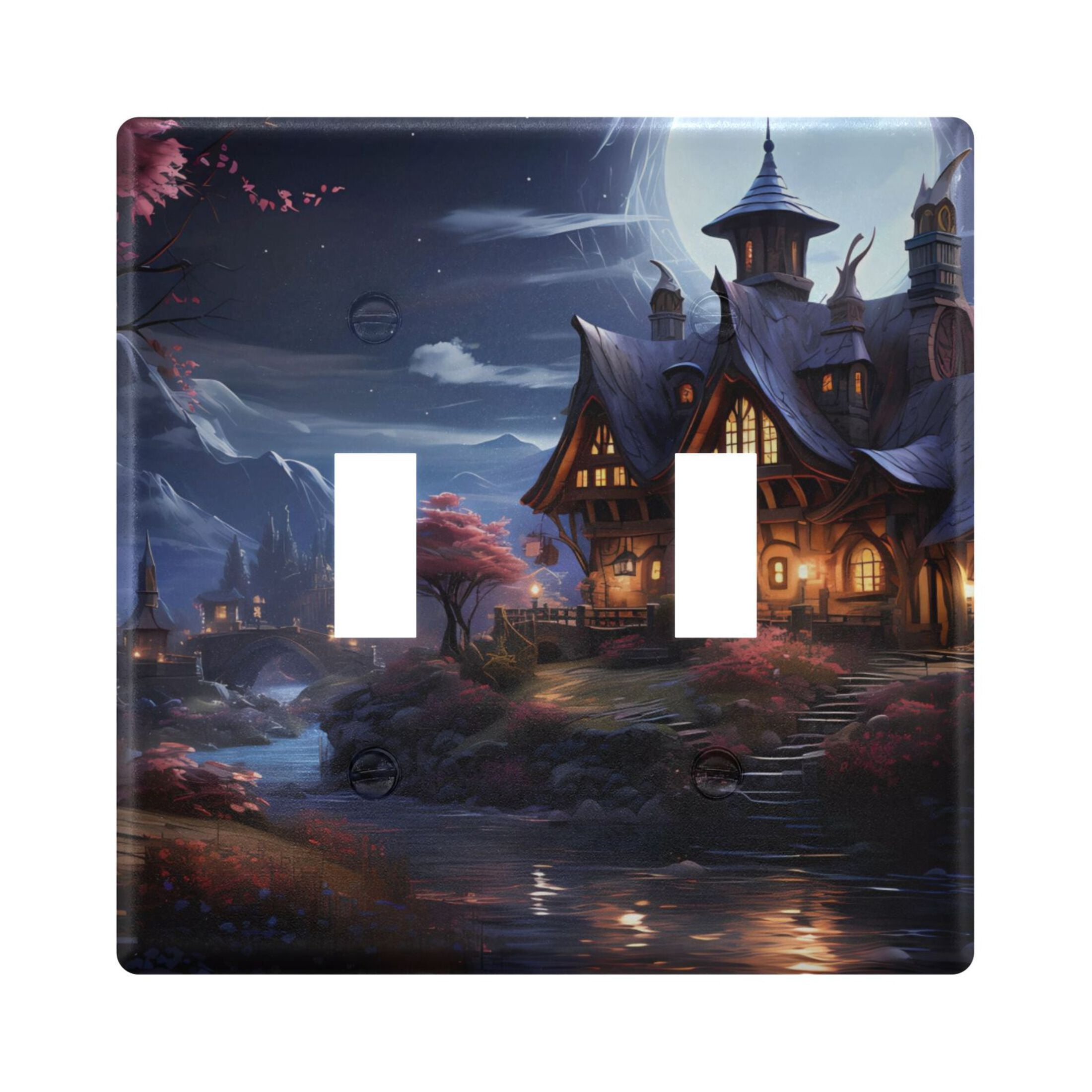 2 Gang Switch Covers Castle in Magic Light Wall Plate Home Faceplate ...