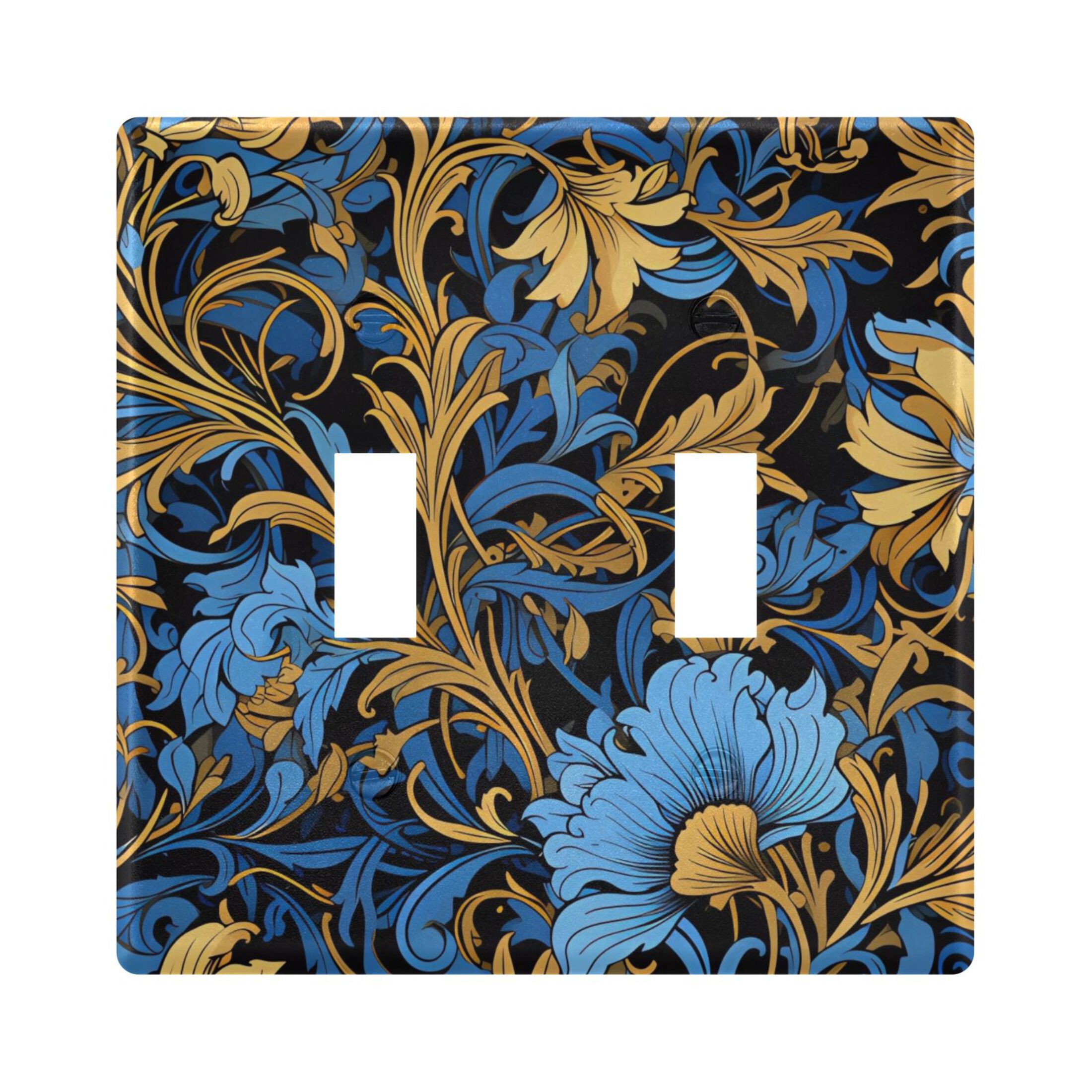 2 Gang Switch Covers Colorful Blue Flowers Light Wall Plate Home ...