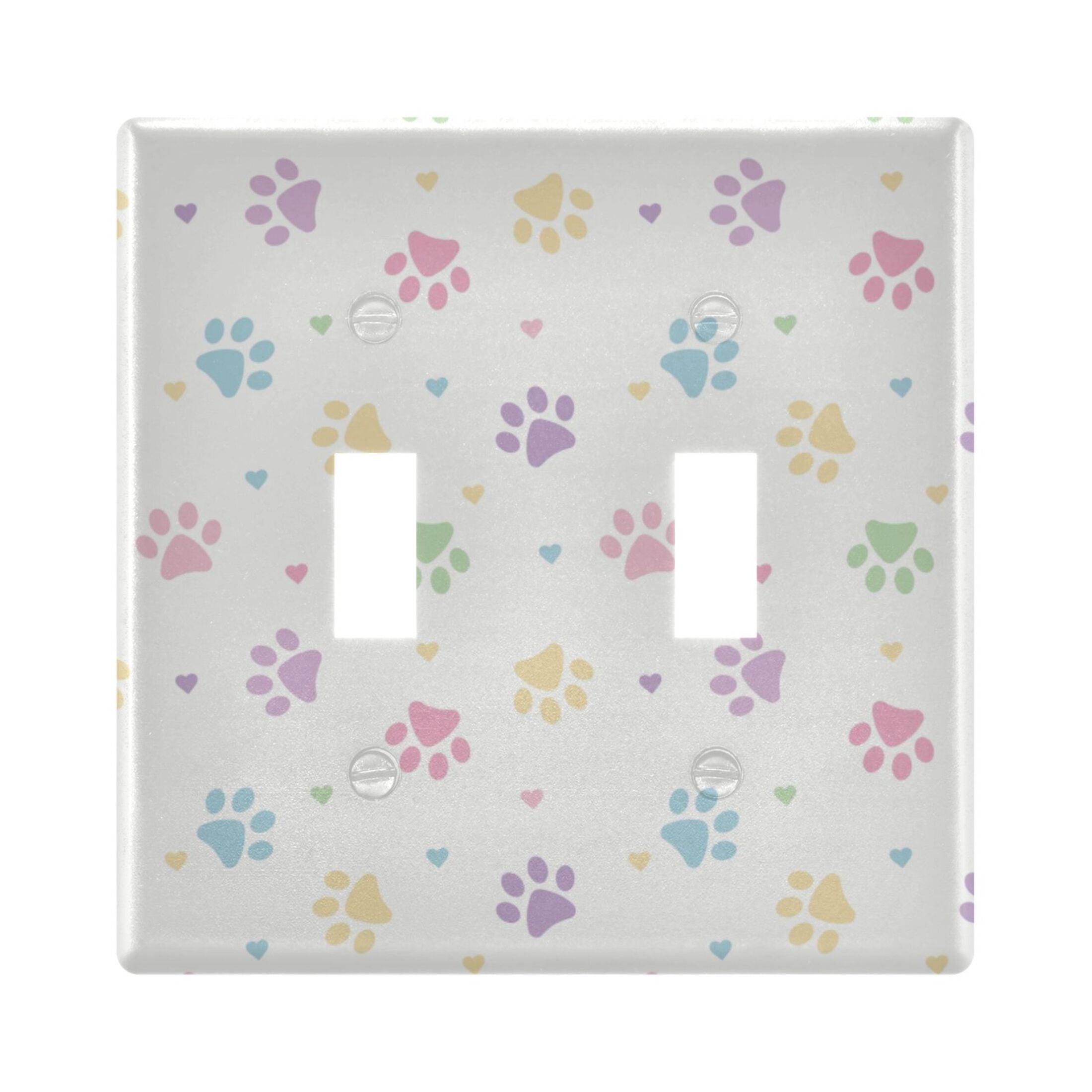 2 Gang Switch Covers Colorful Paws Print Light Wall Plate Home ...