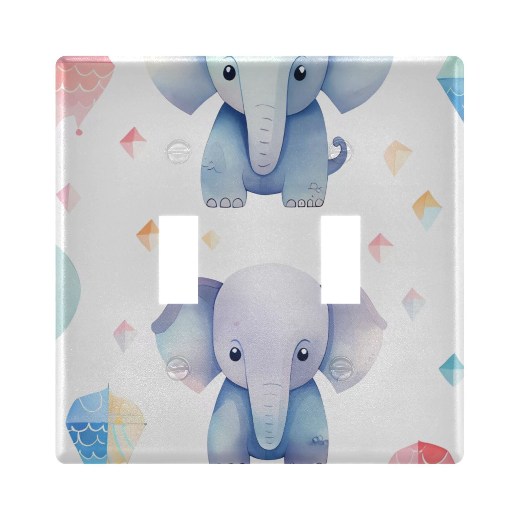 2 Gang Switch Covers Cute Elephants Light Wall Plate Home Faceplate ...