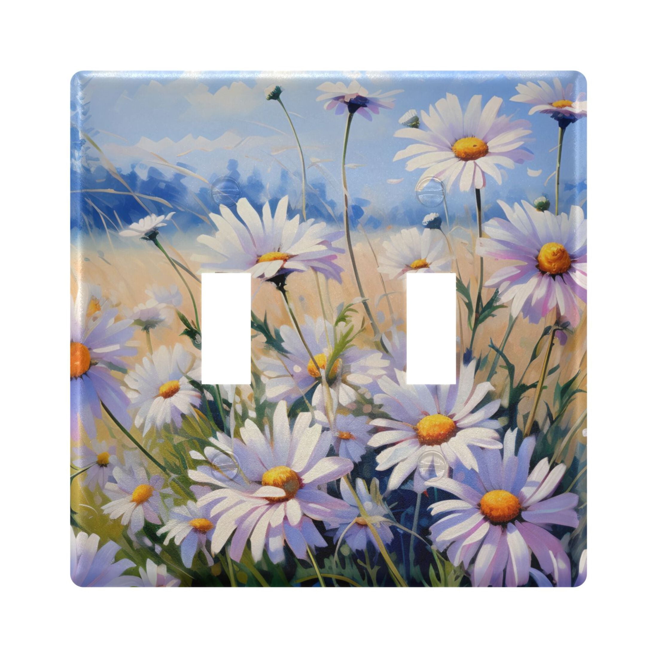 2 Gang Switch Covers Daisy Flowers Light Wall Plate Home Faceplate ...