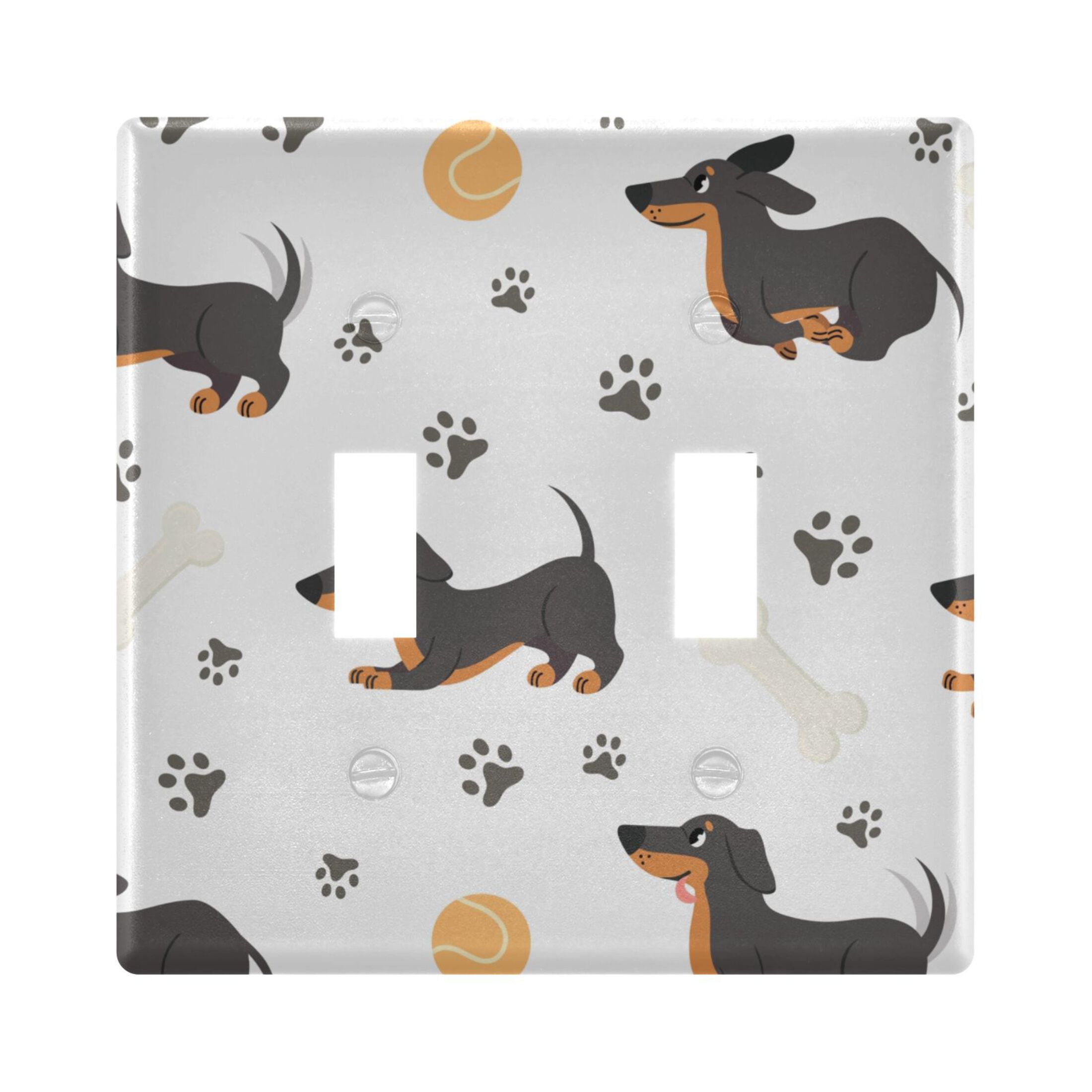 2 Gang Switch Covers Dogs and Footprints Light Wall Plate Home ...