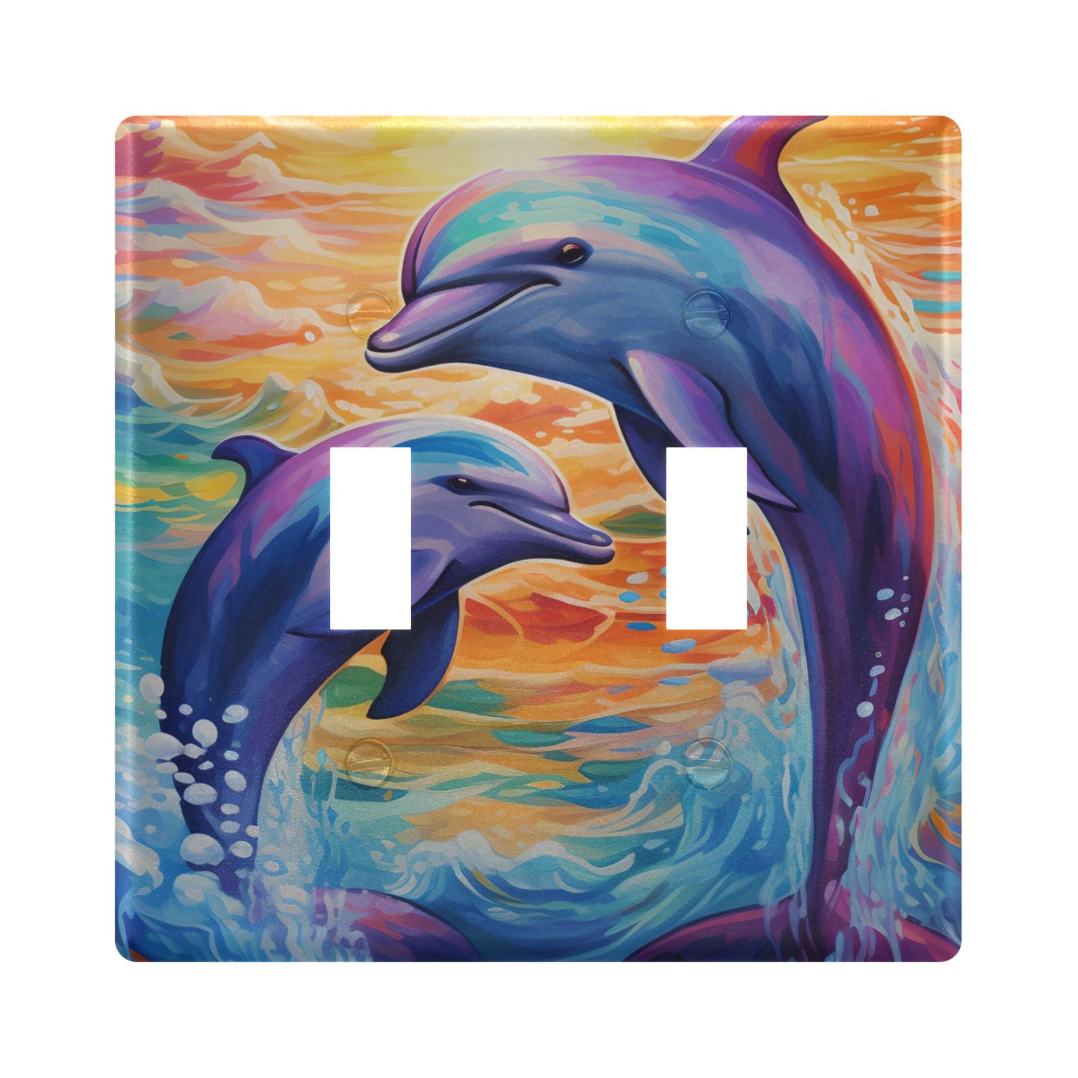 2 Gang Switch Covers Dolphins in Sea Light Wall Plate Home Faceplate ...