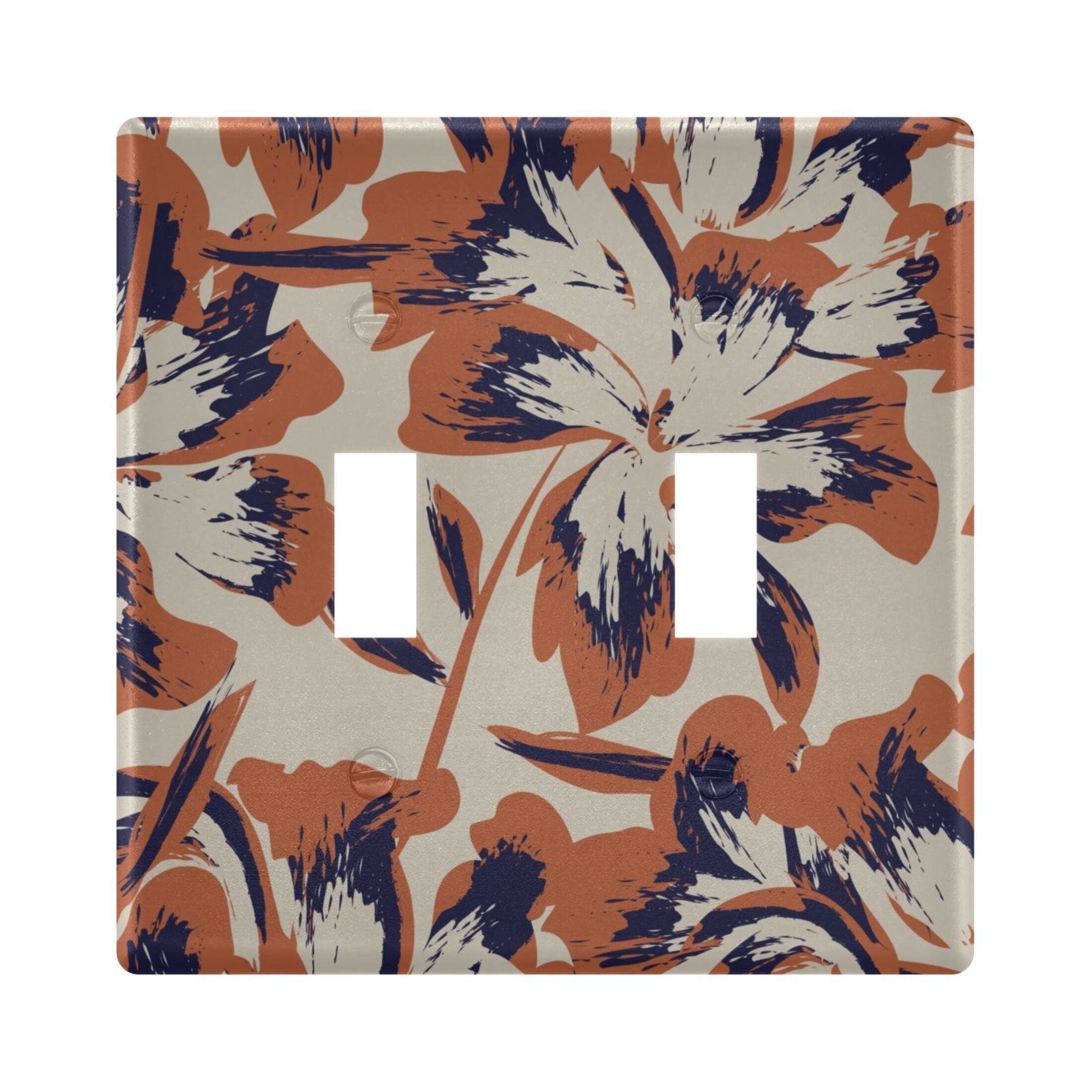 2 Gang Switch Covers Floral Orange Flowers Light Wall Plate Home ...