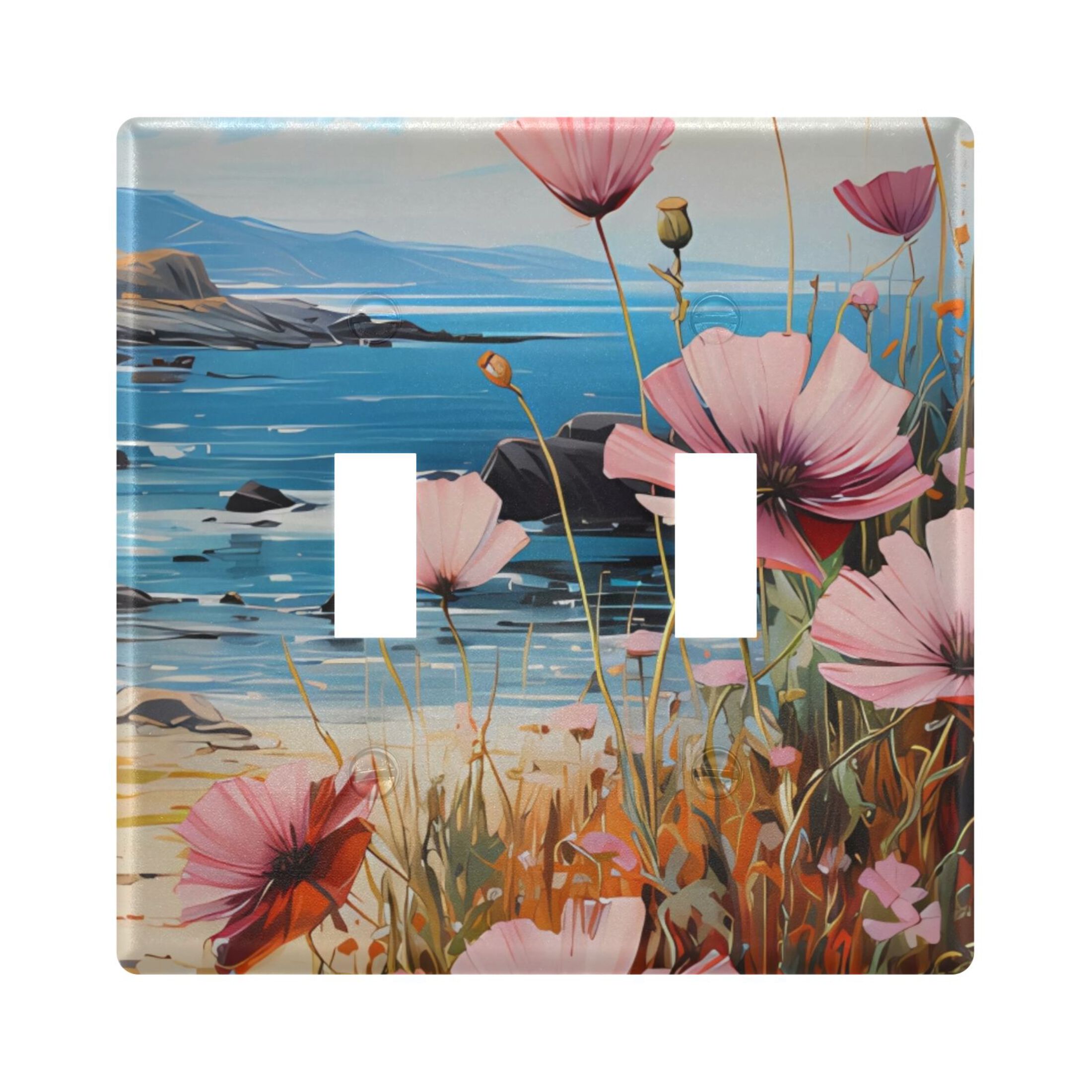 2 Gang Switch Covers Floral and Beach Light Wall Plate Home Faceplate ...