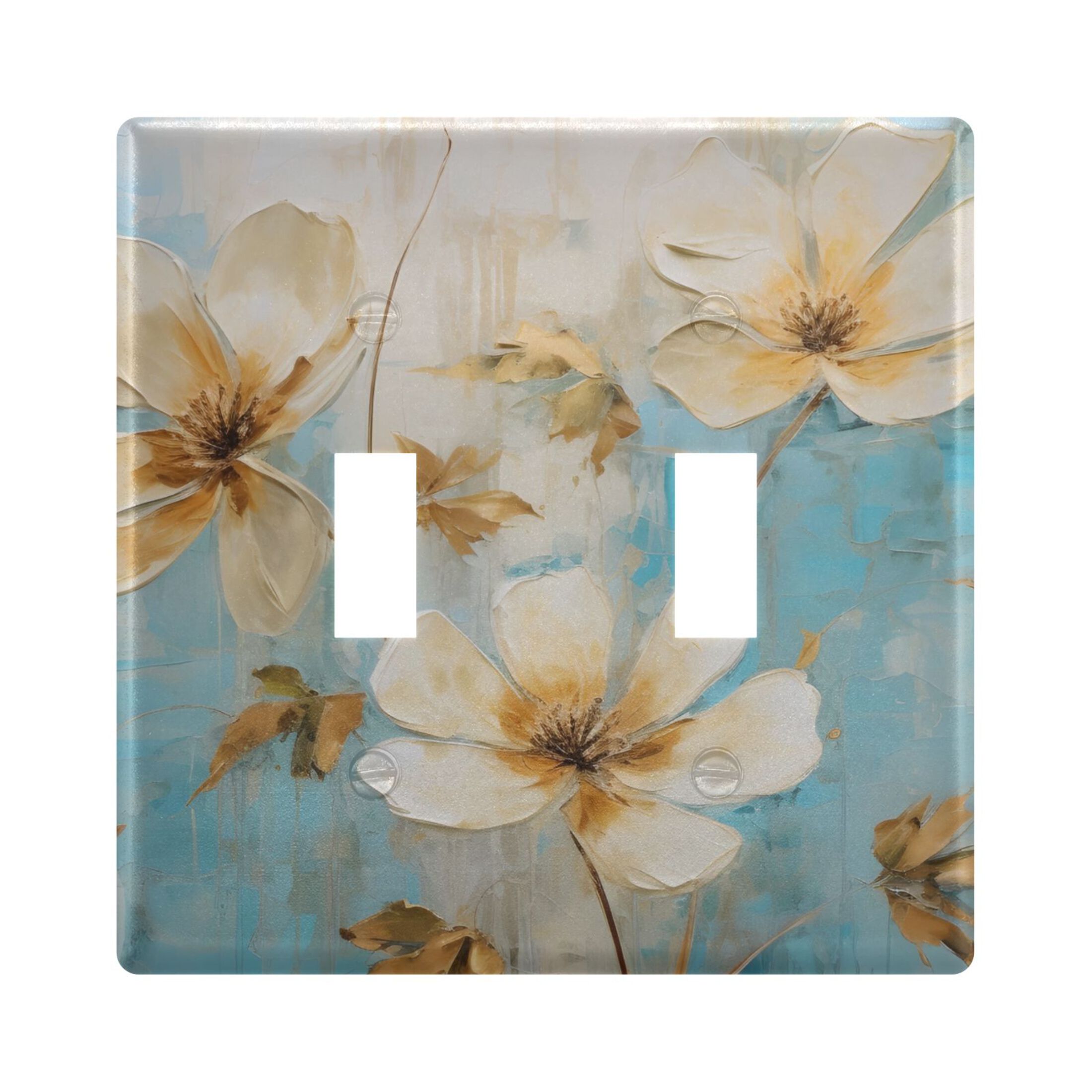 2 Gang Switch Covers Flowers Blue Light Wall Plate Home Faceplate ...