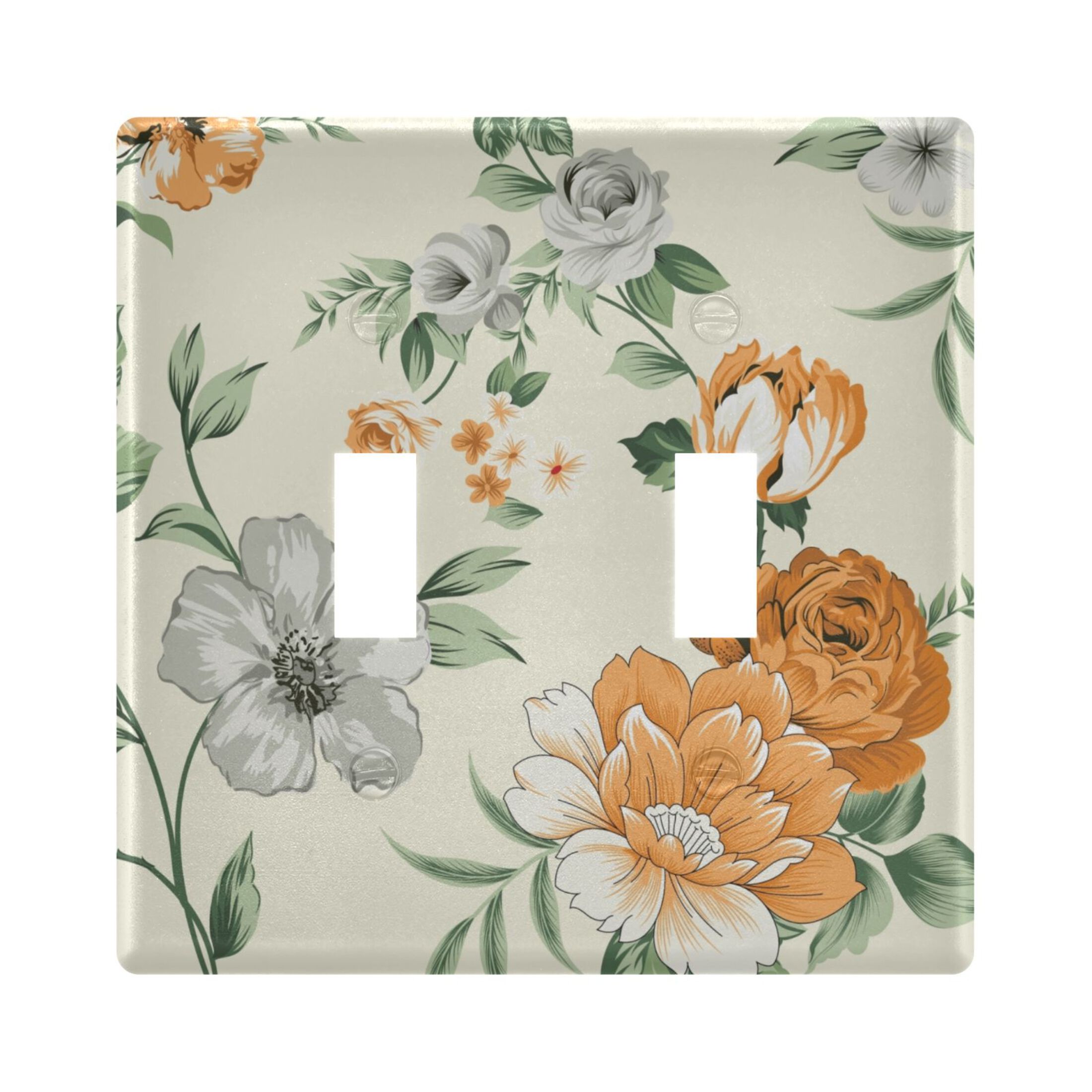 2 Gang Switch Covers Flowers with Peony Light Wall Plate Home Faceplate ...